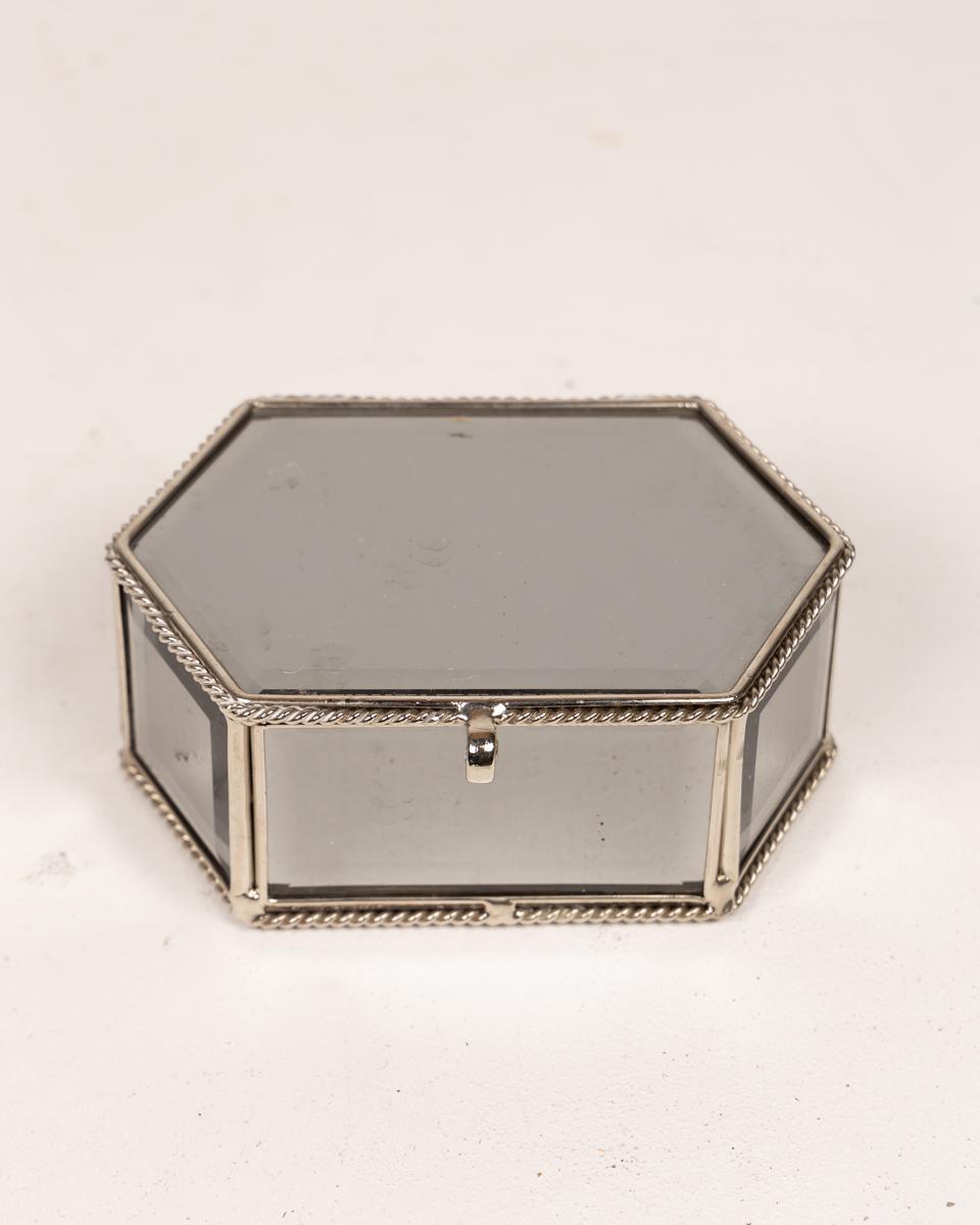 Hexagonal Glass Trinket Box - On The Square Emporium