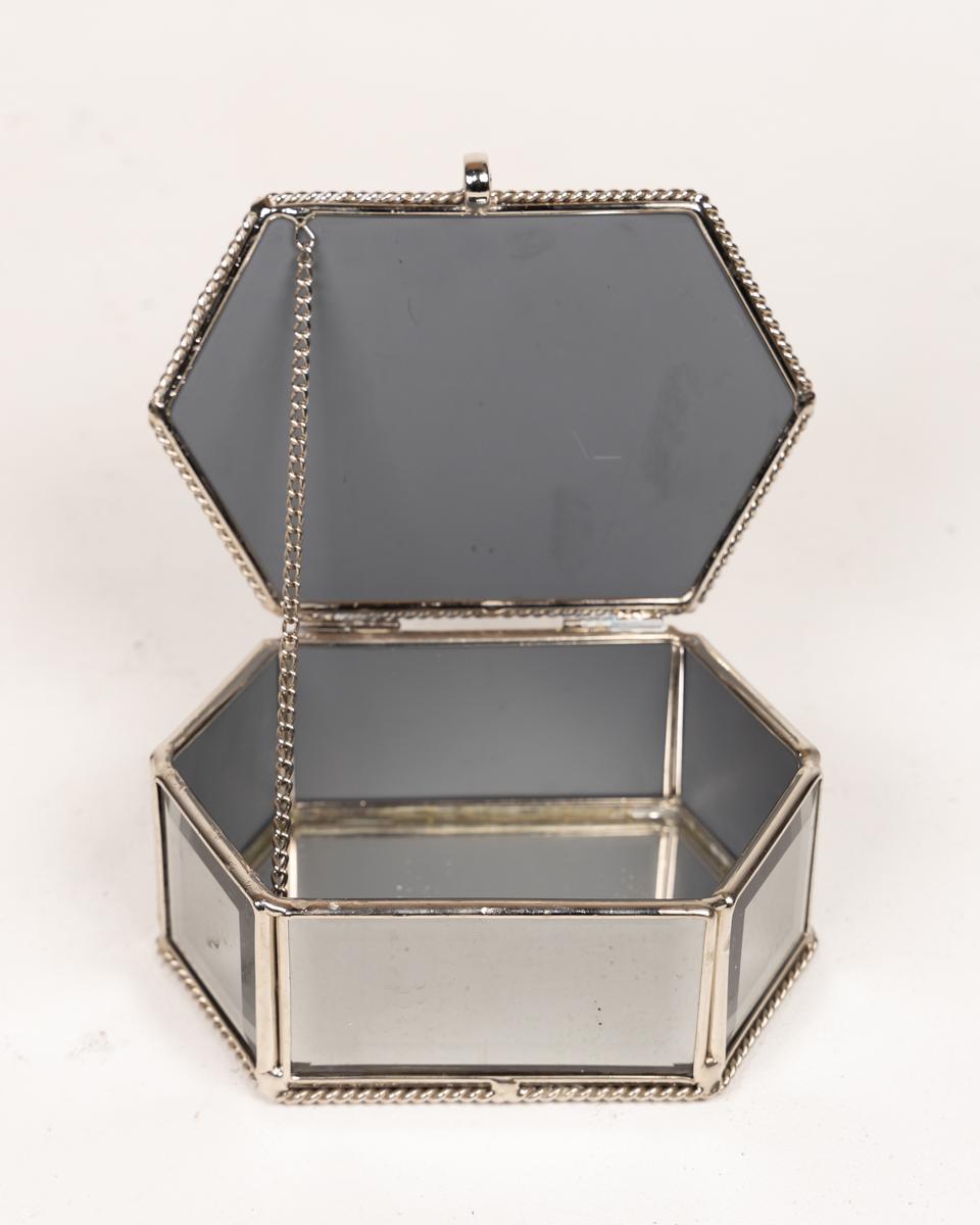 Hexagonal Glass Trinket Box - On The Square Emporium