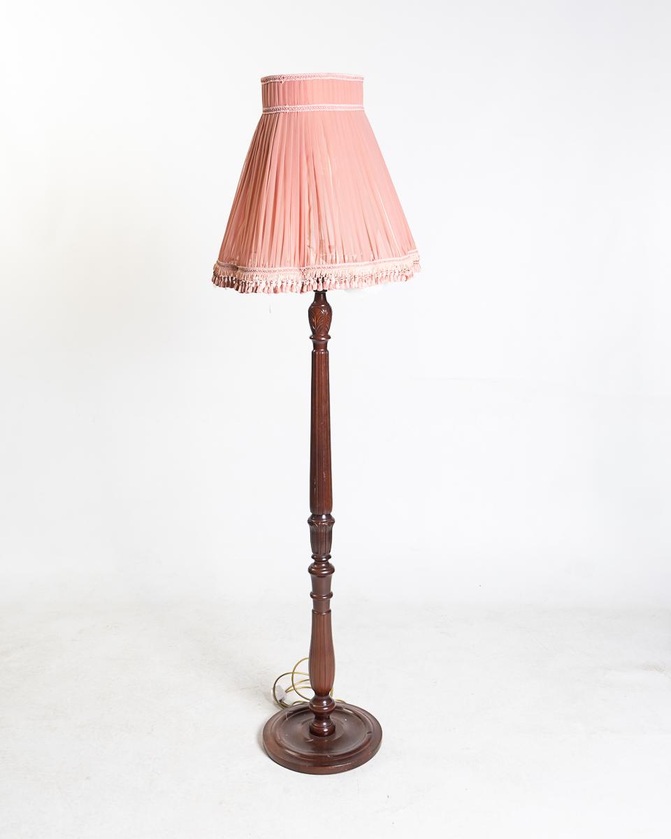 Vintage Floor Standing Lamp with Pink Shade - On The Square Emporium