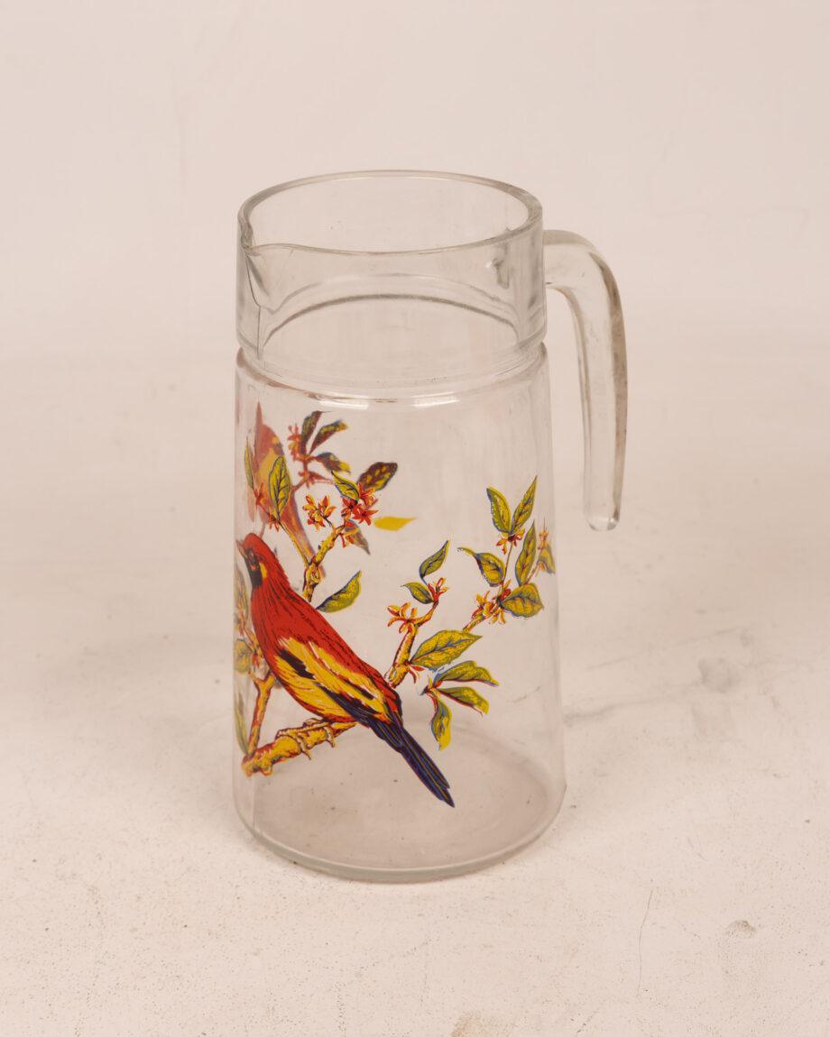 Vintage Clear Glass Bird Design Jug - On The Square Emporium