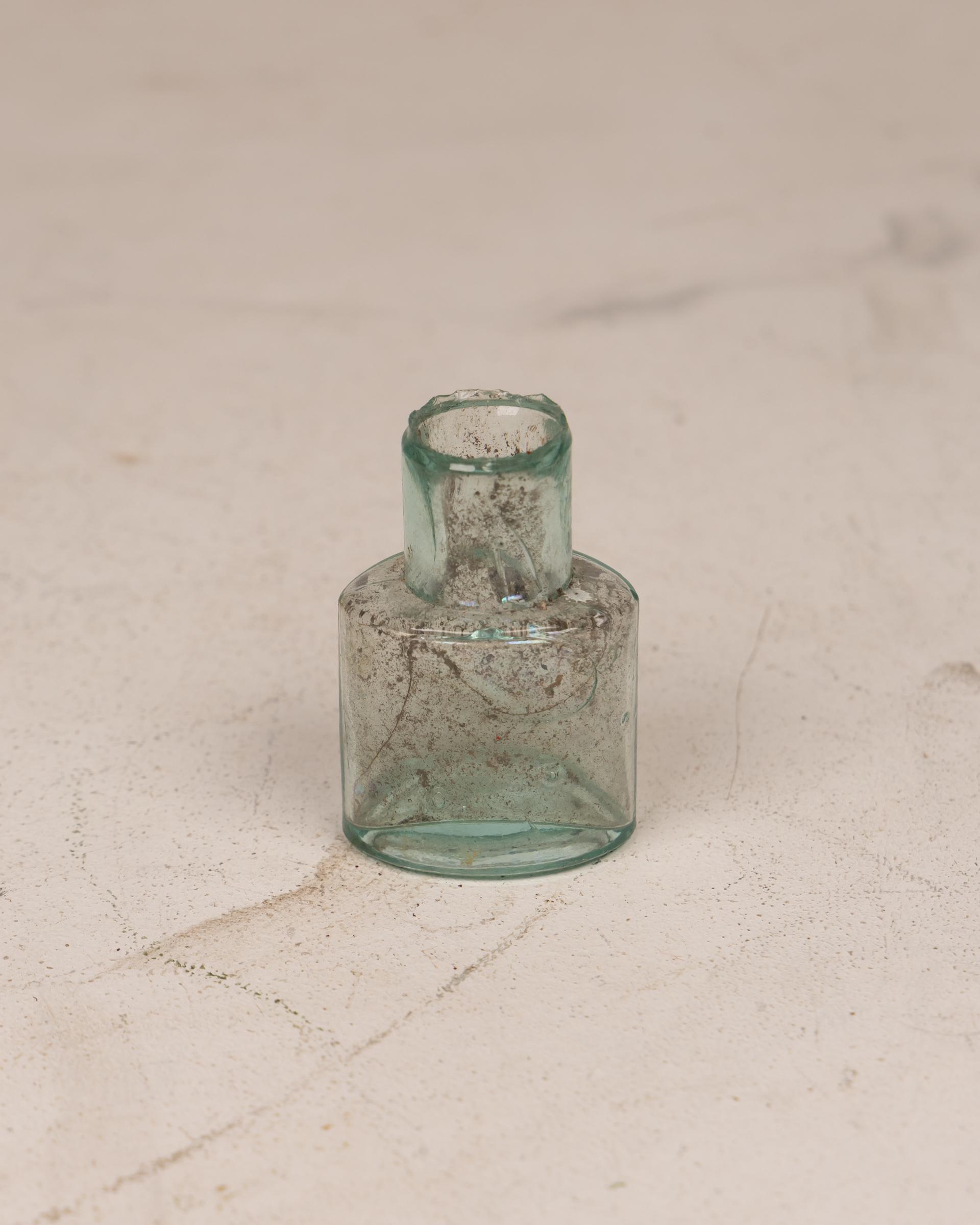Vintage Clear Glass Ink Bottle - On The Square Emporium