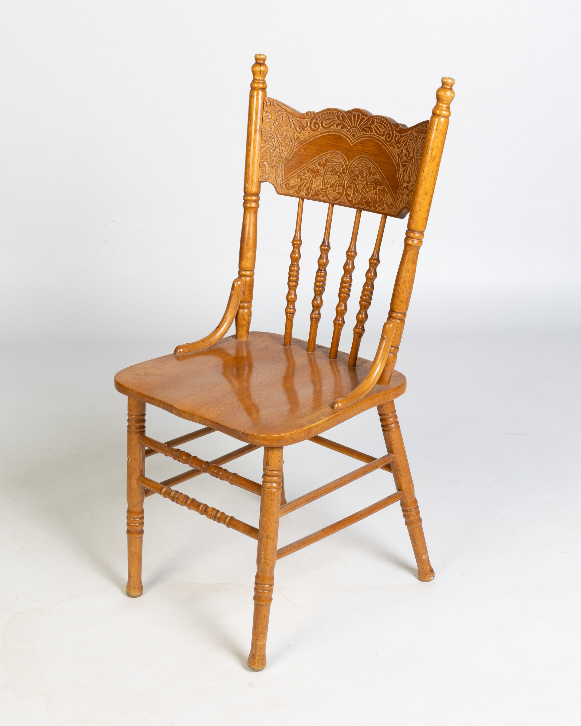 Vintage Spindle Back Dining Chair with Carved Detail - On The Square ...