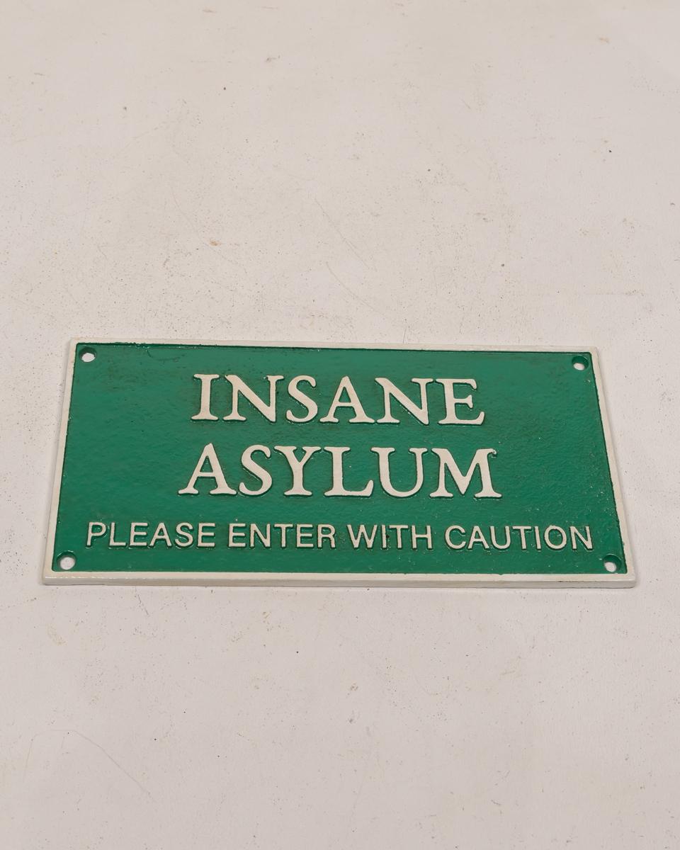 Cast Iron Insane Asylum Wall Plaque - On The Square Emporium