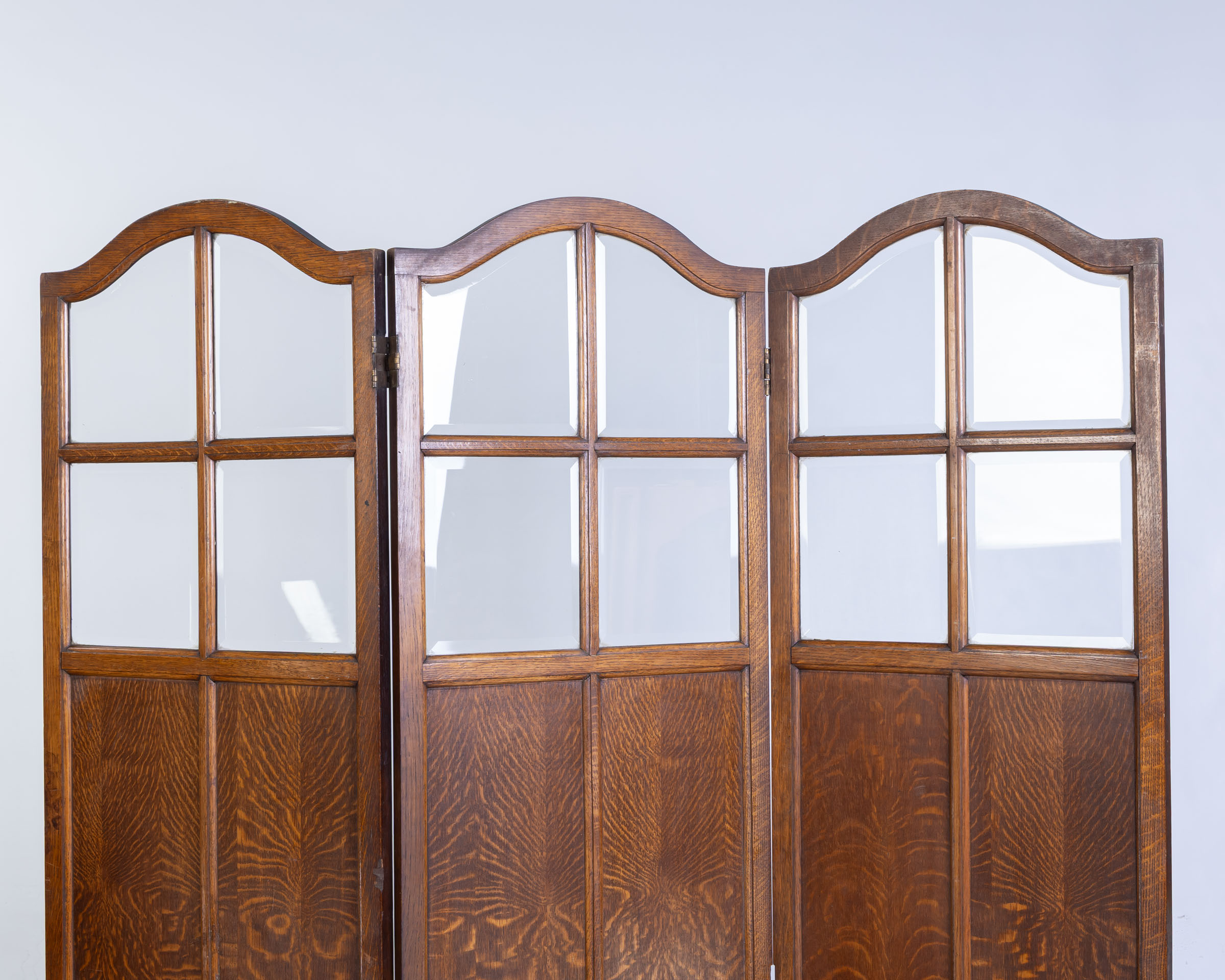 Oak & Glass Three-Panel Folding Screen - On The Square Emporium