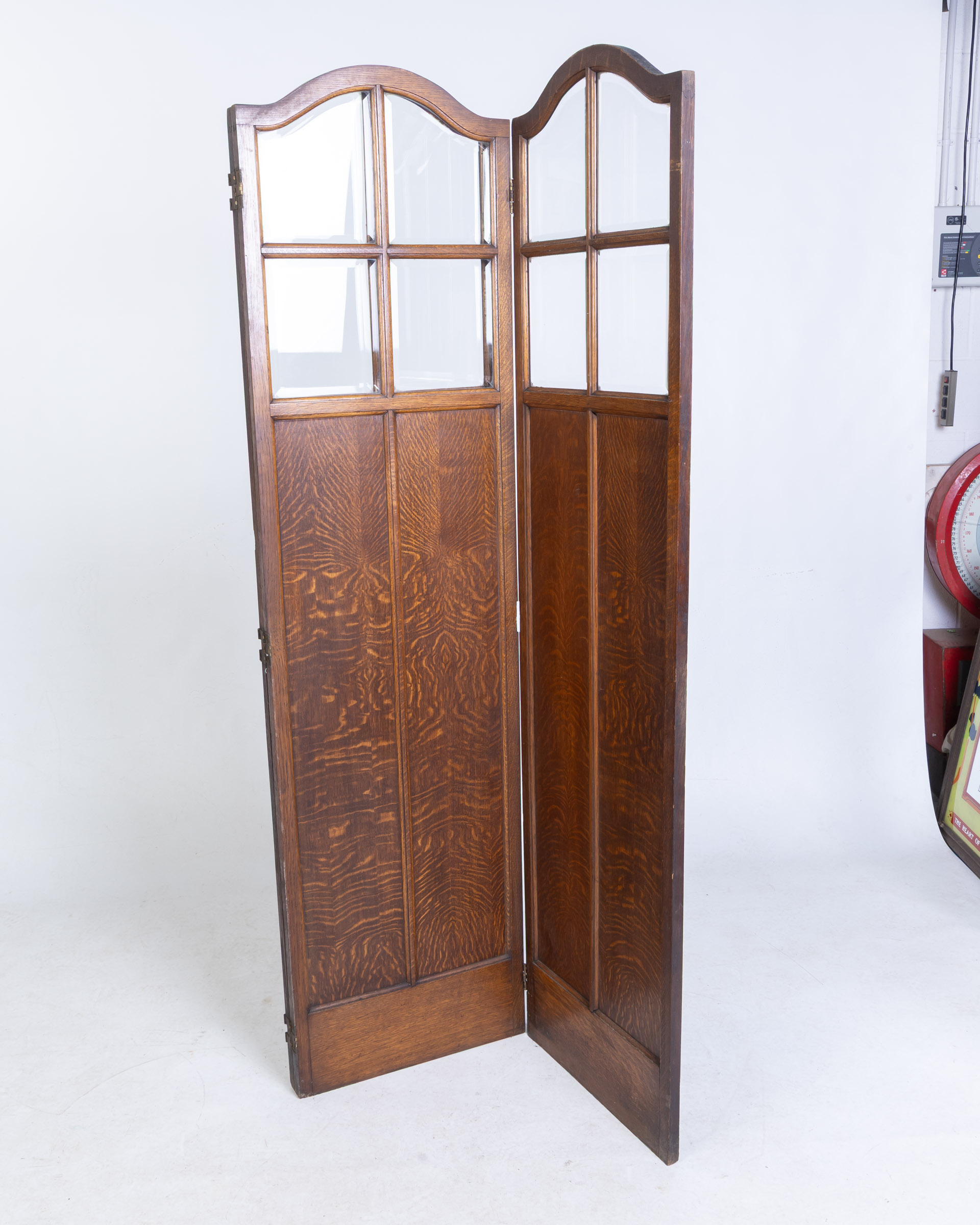 Oak & Glass Three-Panel Folding Screen - On The Square Emporium