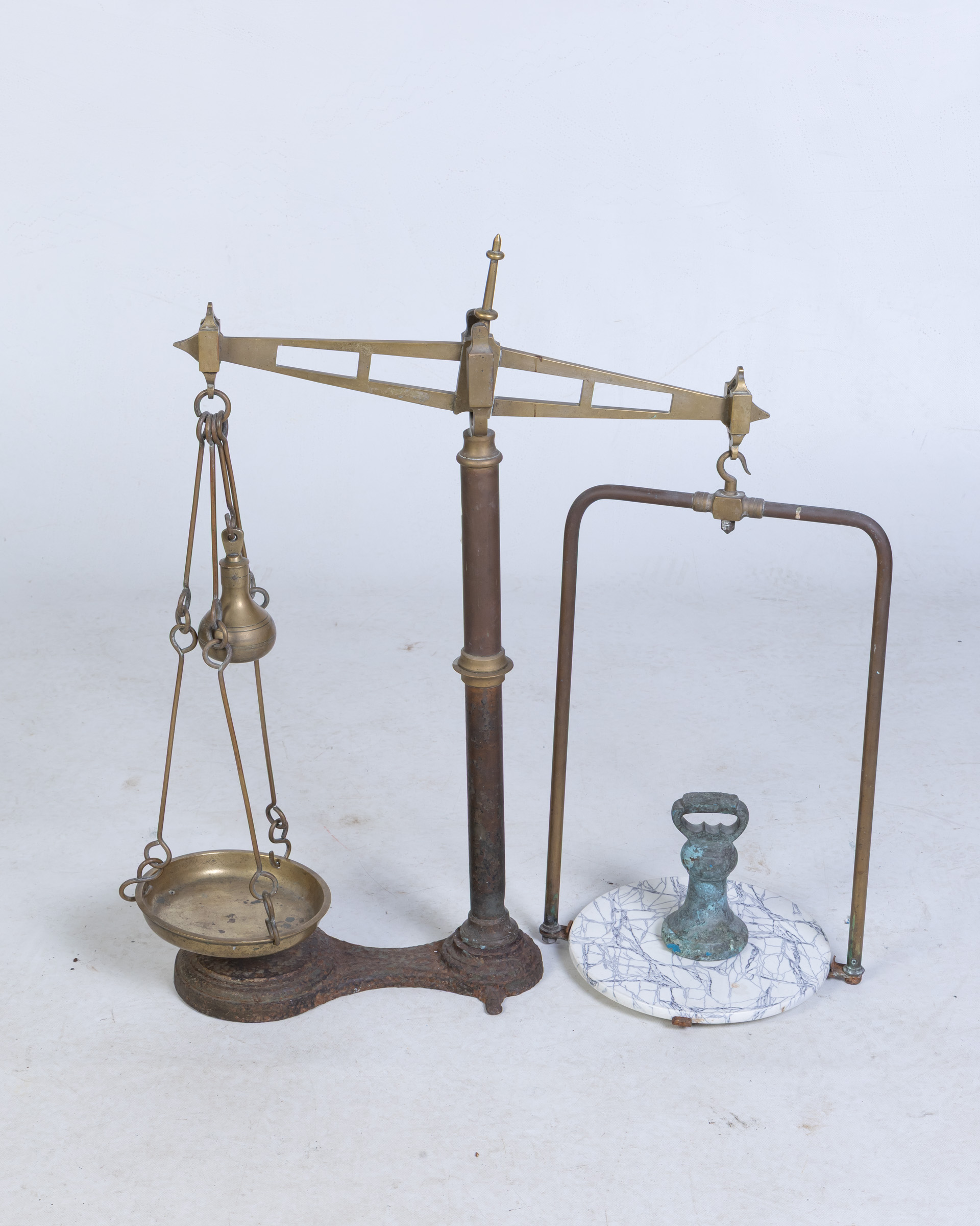 19c. Brass & Iron Beam Scale with Weight - On The Square Emporium
