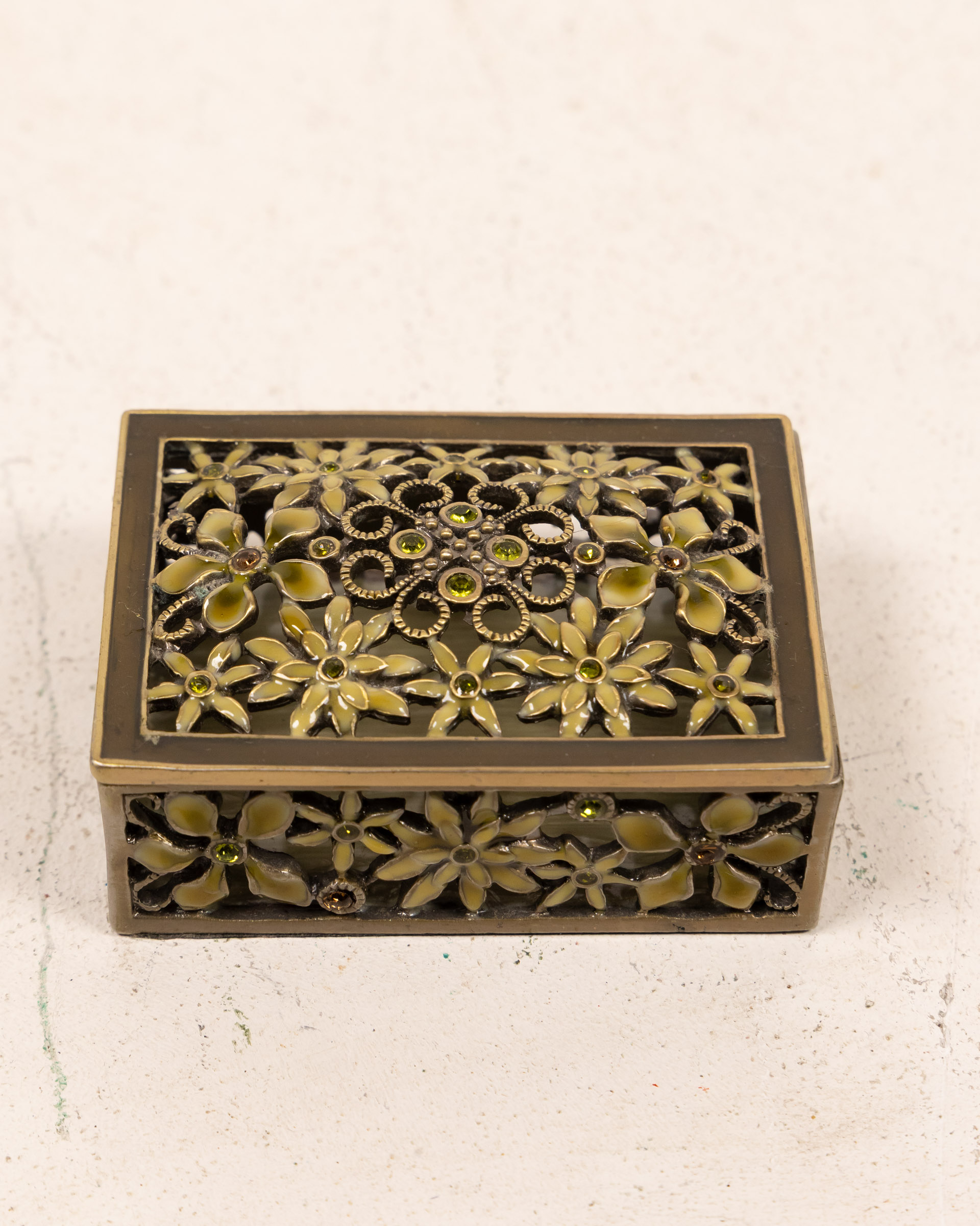 Floral Trinket Box with Faux Jewels - On The Square Emporium