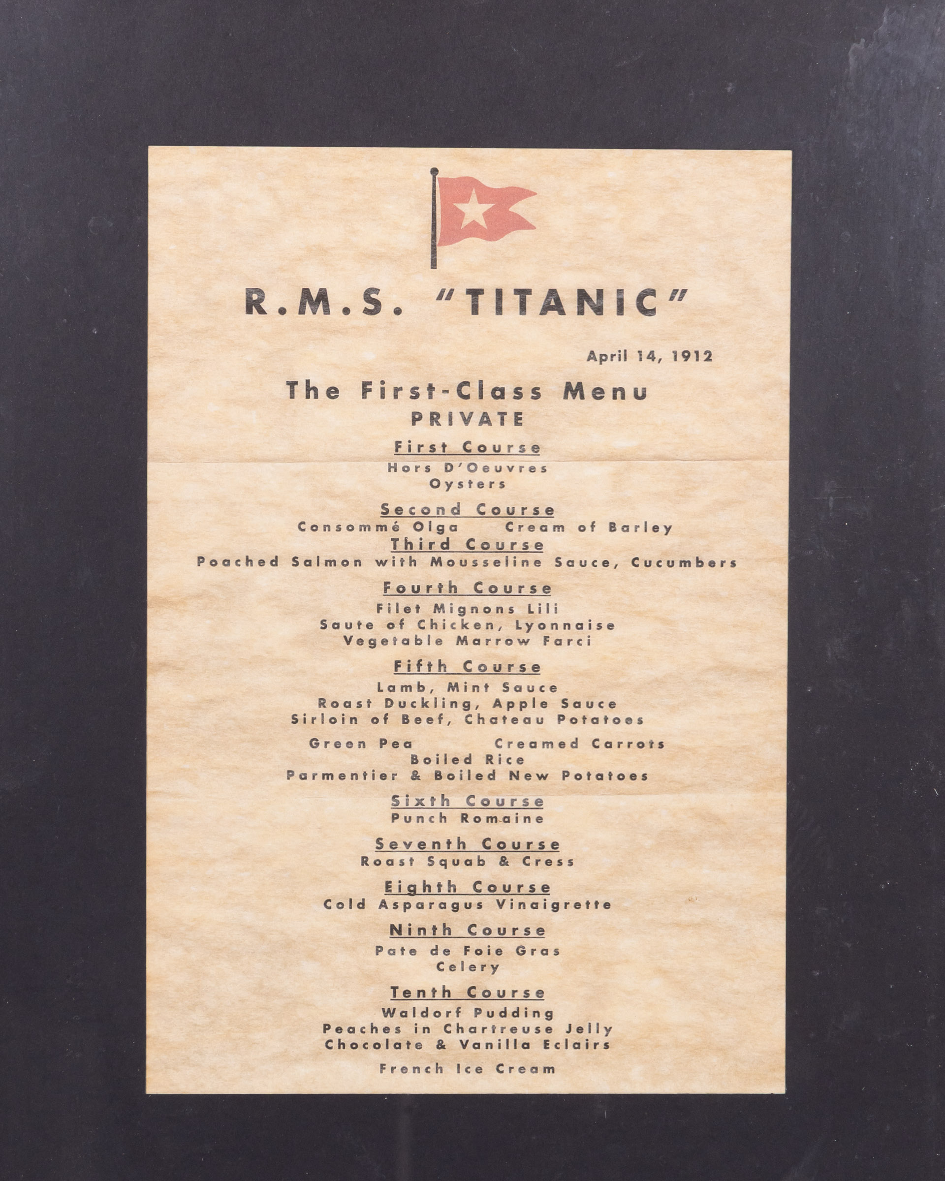 Framed Titanic Dinner Menu Print - On The Square Emporium