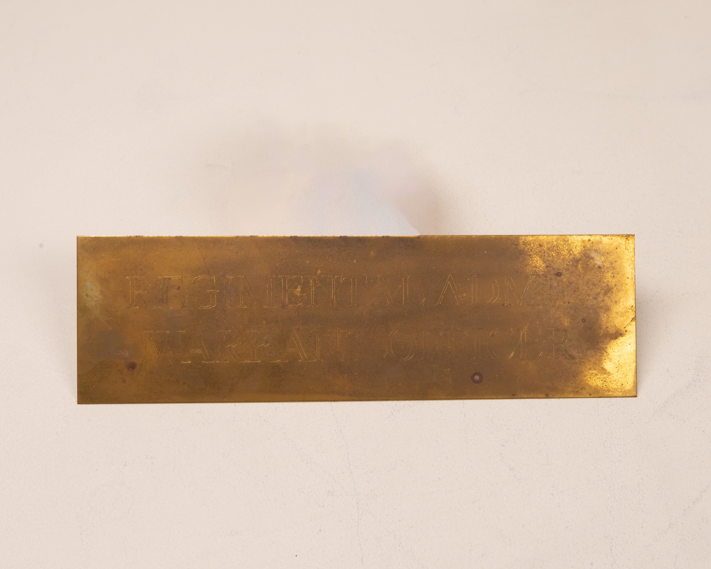 Brass 'Regimental Admin Warrant Officer' Sign from NI Barracks - On The ...