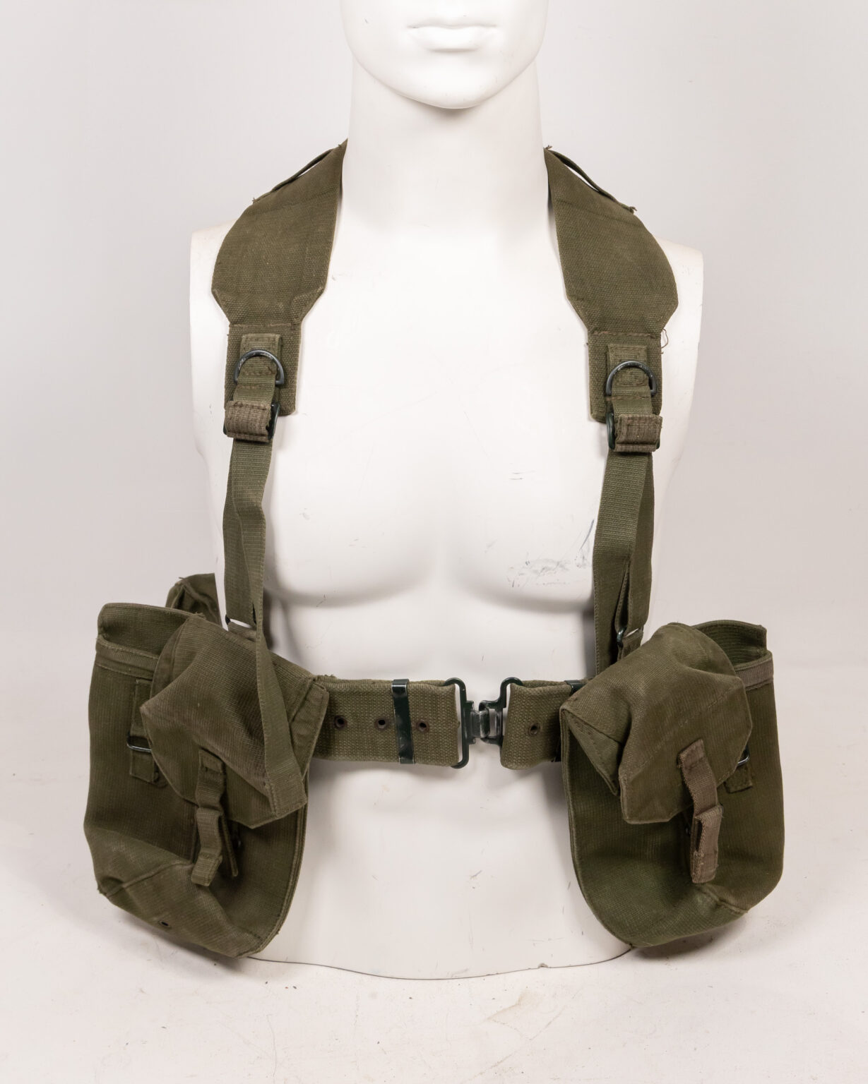 Vintage Olive Green Military Webbing Load Bearing Vest - On The Square ...