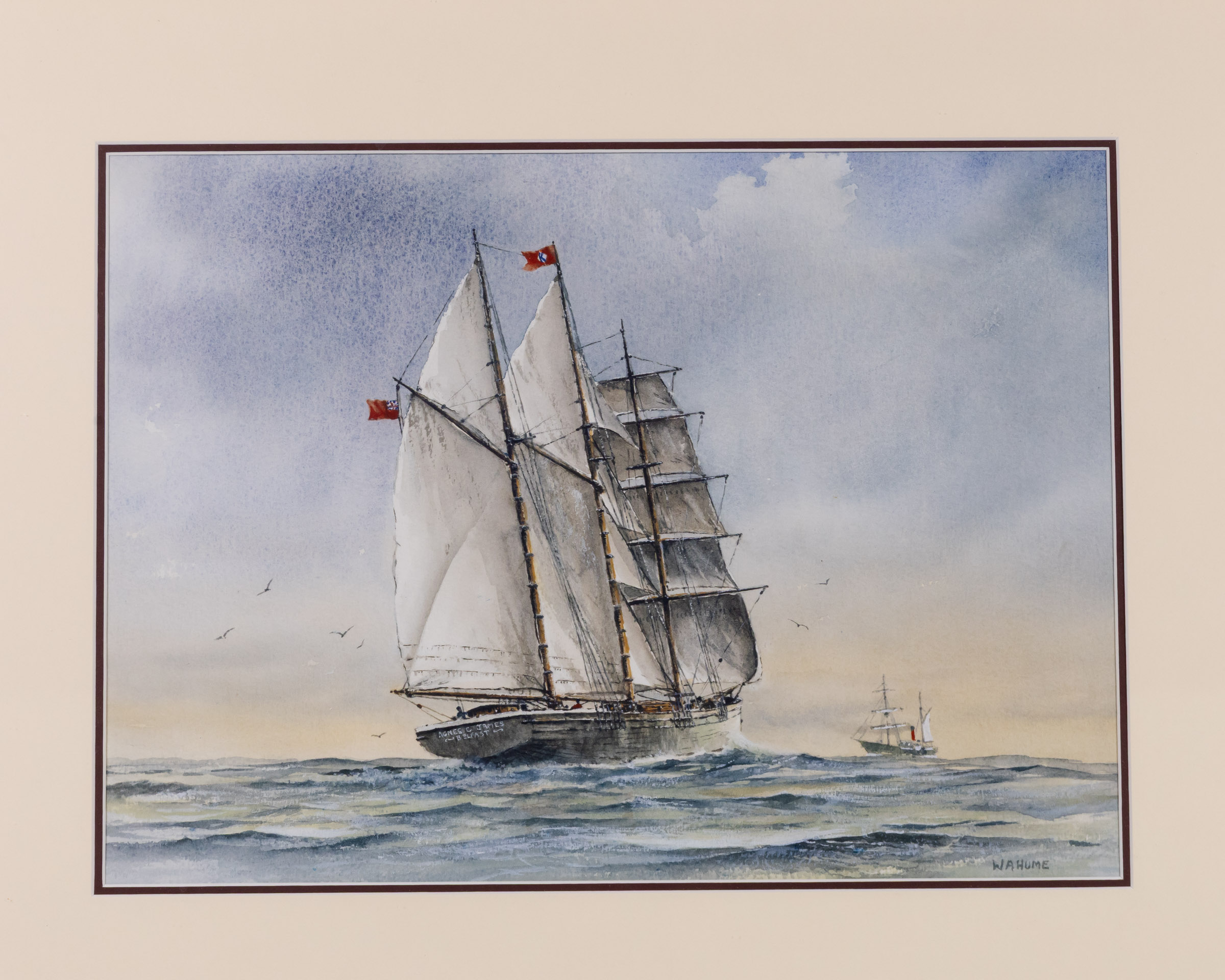 Framed Sail Ship Watercolour Print - On The Square Emporium