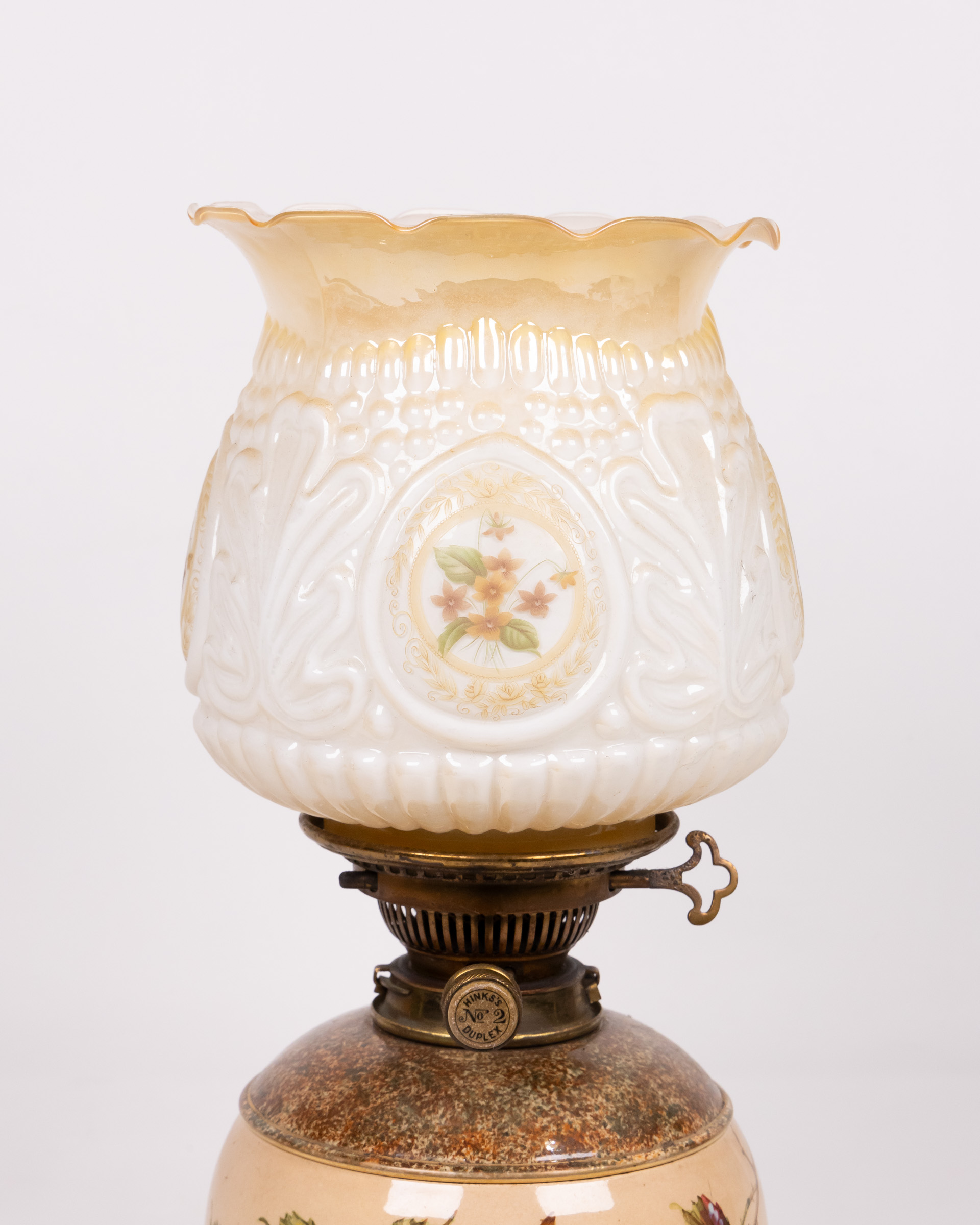 Vintage Hinks Duplex Floral Oil Lamp - On The Square Emporium