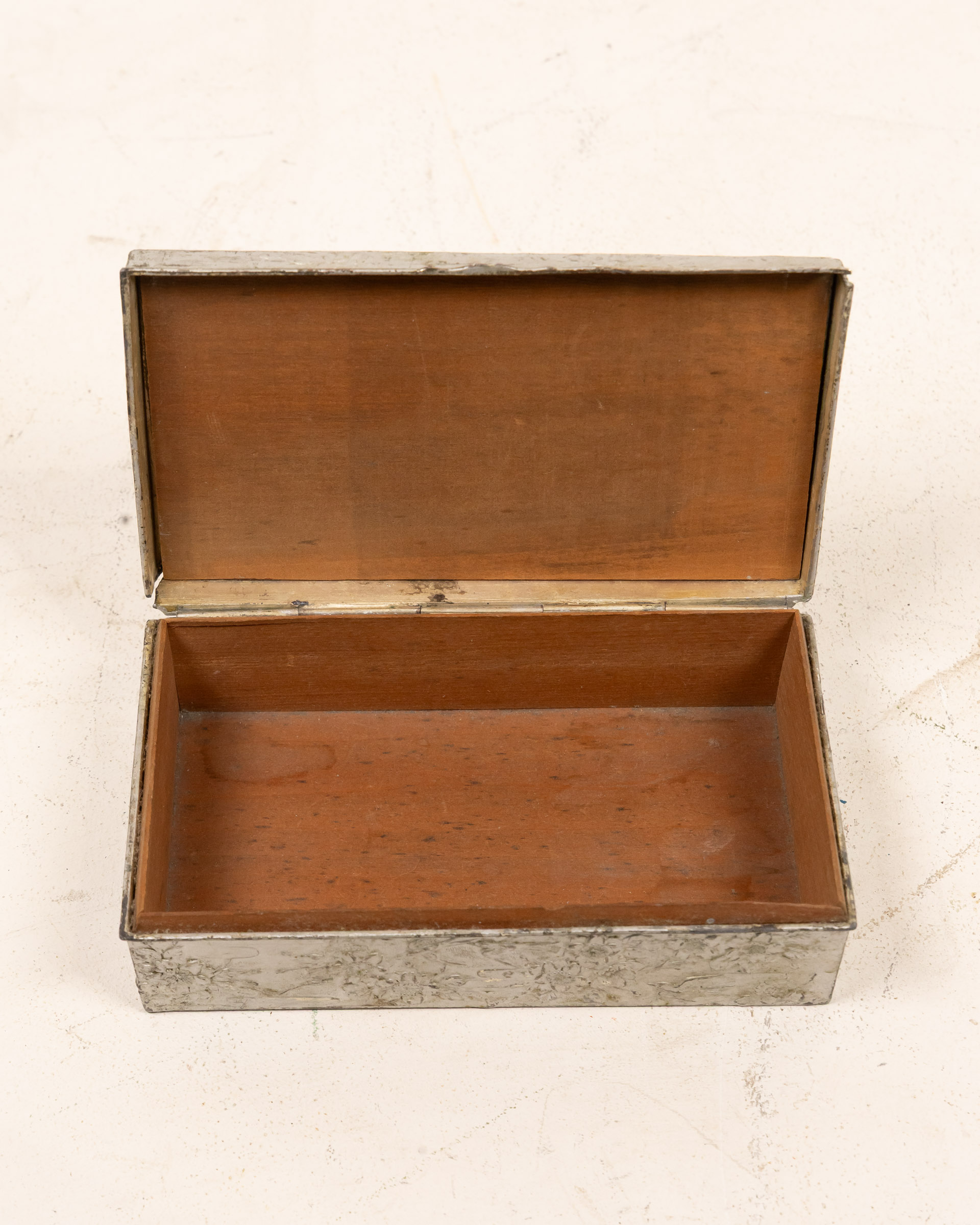 Oriental Silvered Metal Trinket Box w/ Dragon Design - On The Square ...