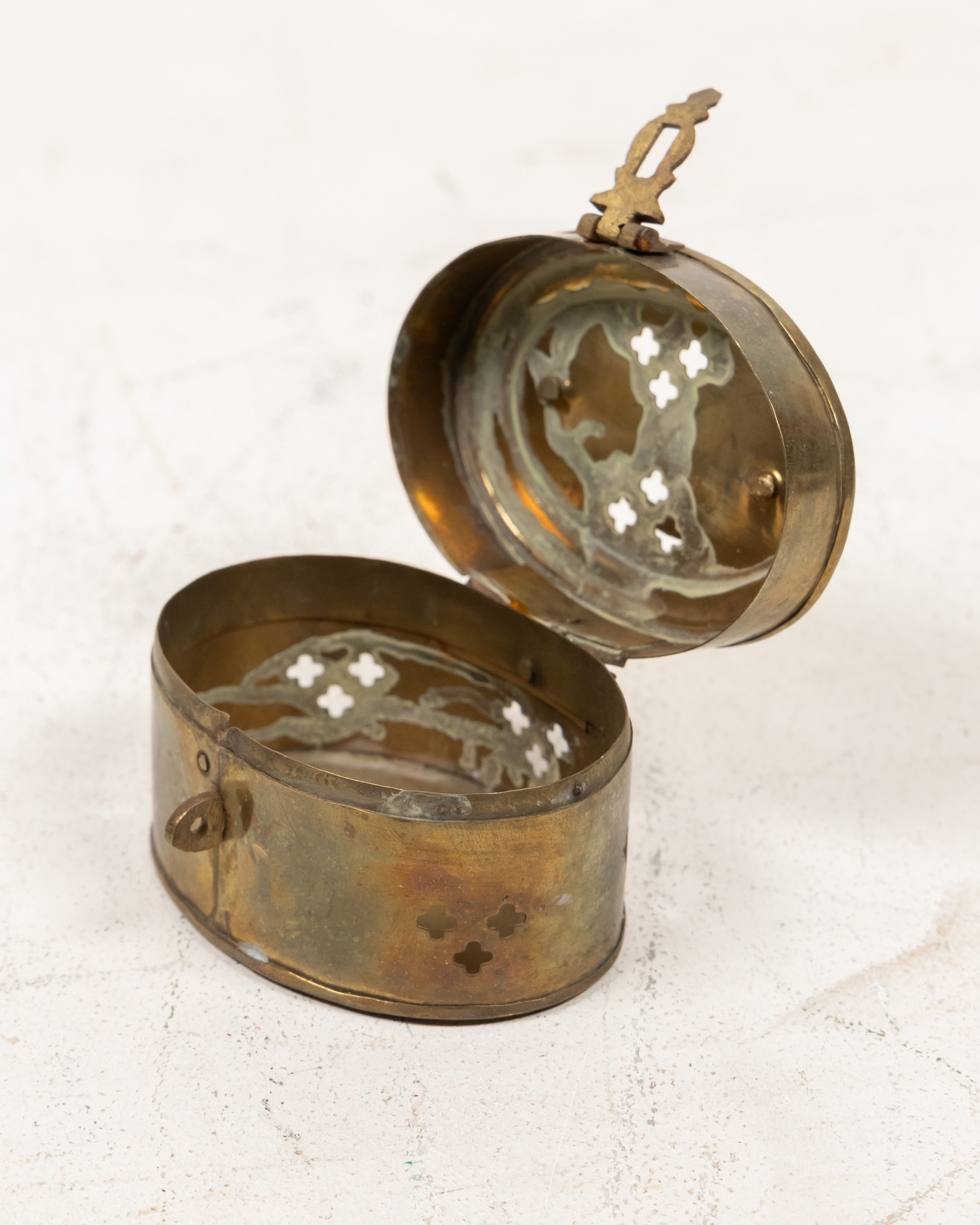 Vintage Brass Trinket Box with Pierced Detail - On The Square Emporium
