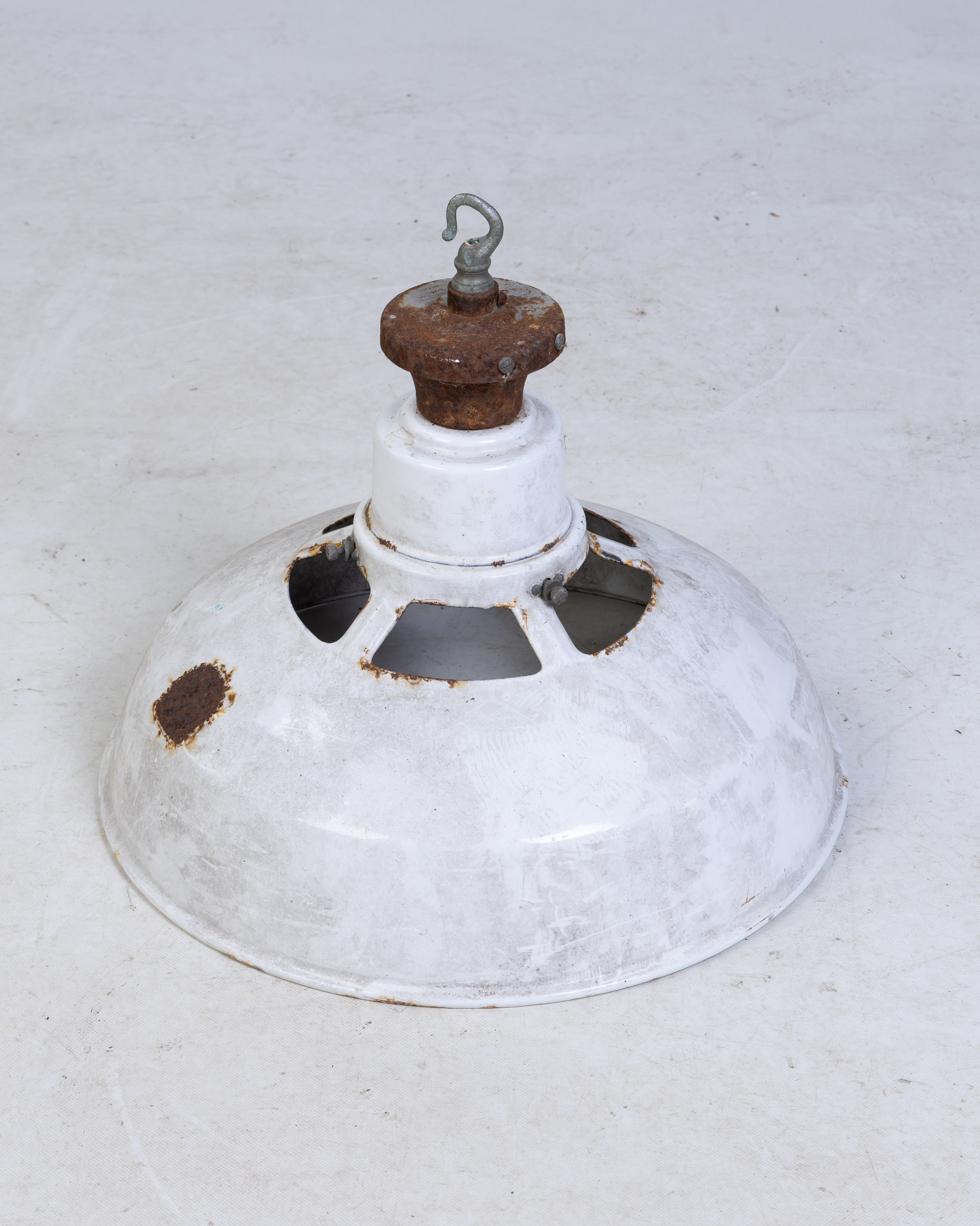 Vintage Industrial White Enamel Ceiling Light Fixture - On The Square ...