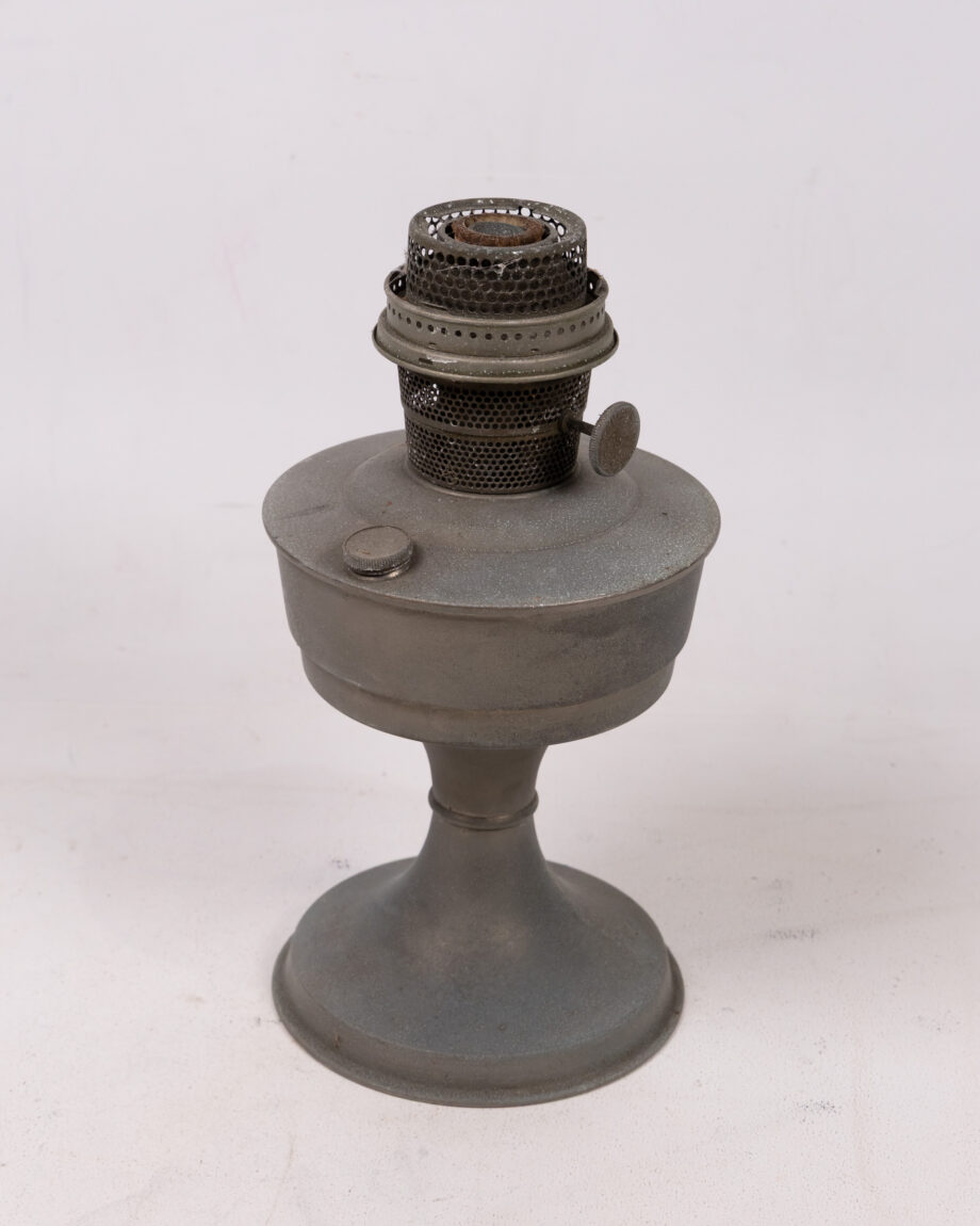 Vintage Style Grey Metal Oil Lamp - On The Square Emporium