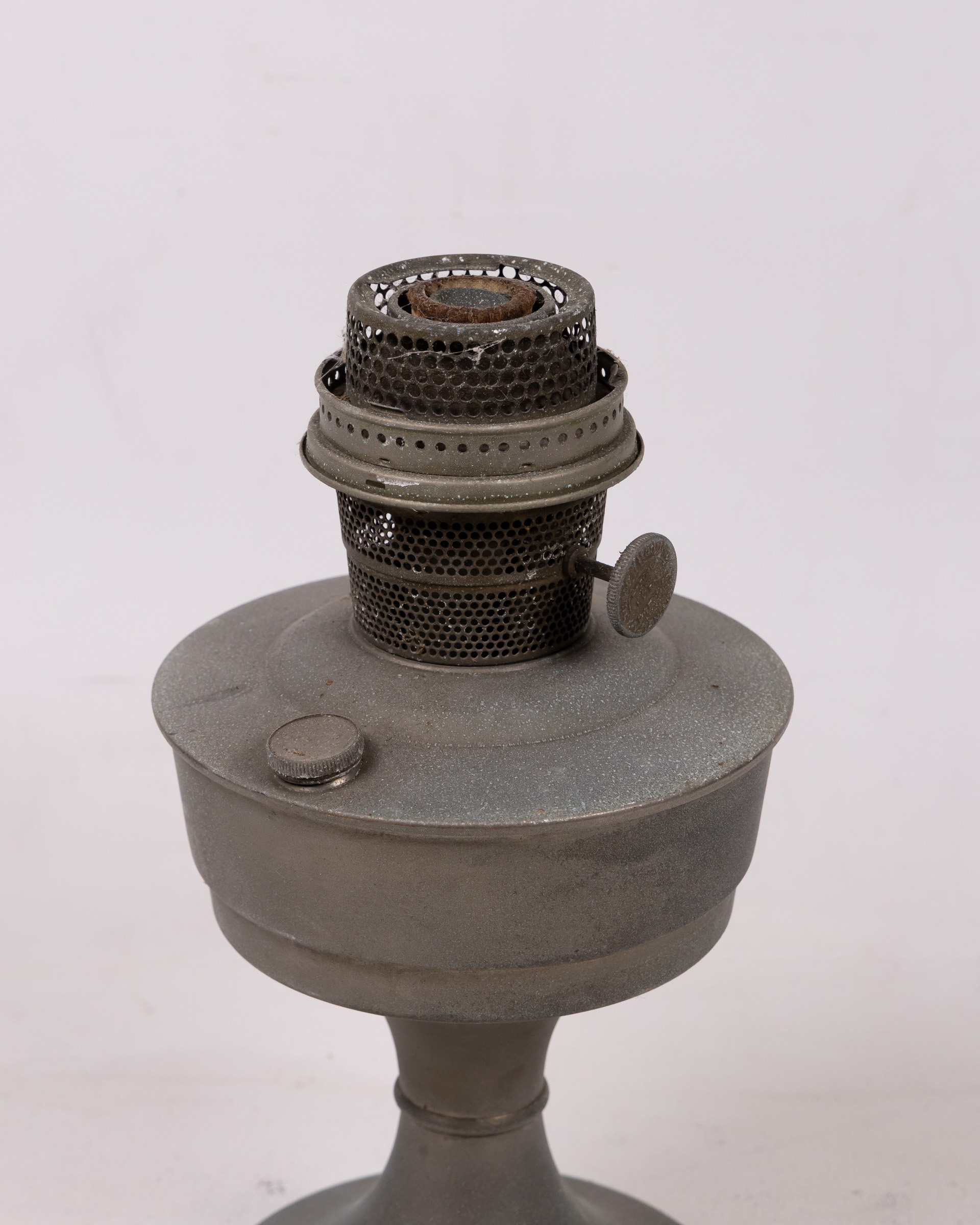 Vintage Style Grey Metal Oil Lamp - On The Square Emporium