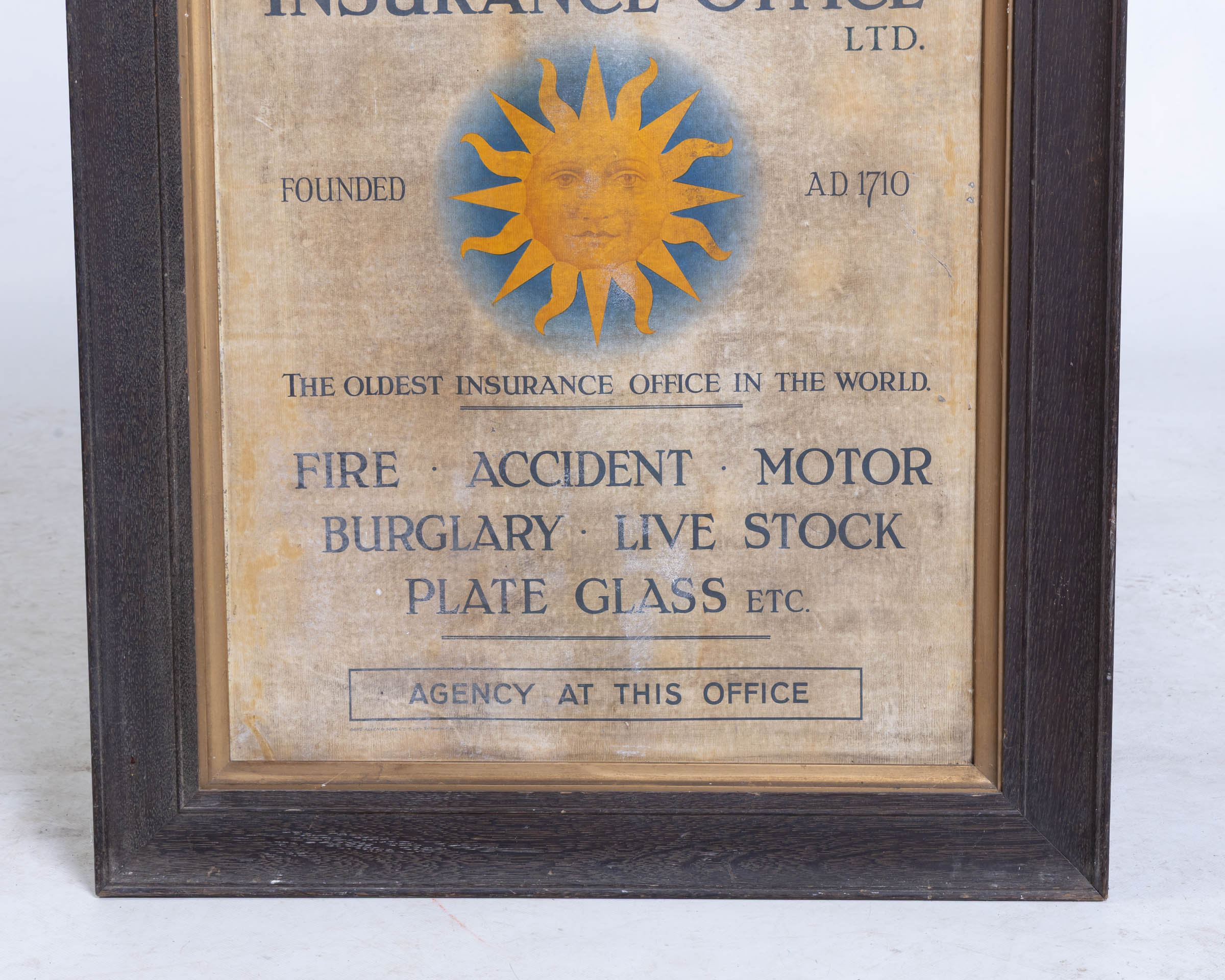 Original Sun Insurance Office Framed Advertisement - On The Square Emporium