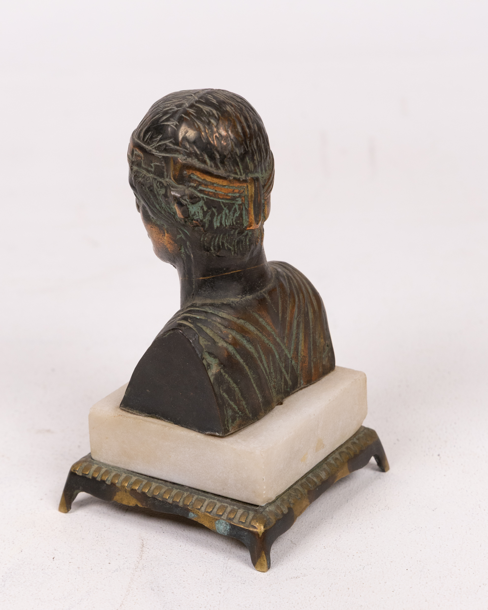 Small Bronze Finish Ancient Greek Charioteer Bust - On The Square Emporium