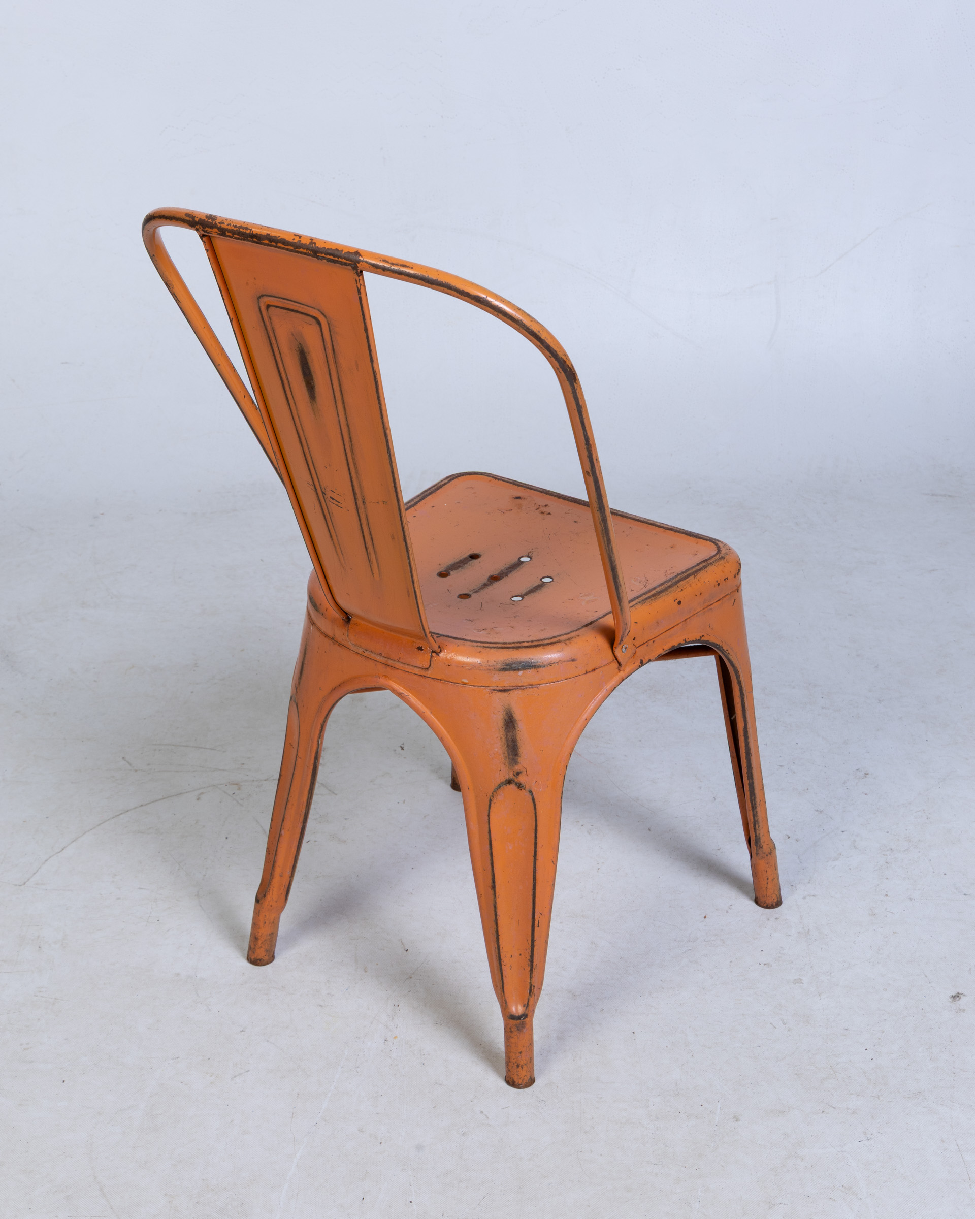 Industrial Style Orange Metal Chair - On The Square Emporium