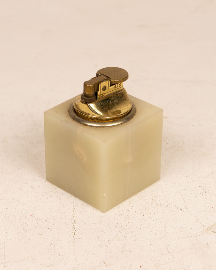 Vintage Onyx Table Lighter with Brass Mechanism - On The Square Emporium