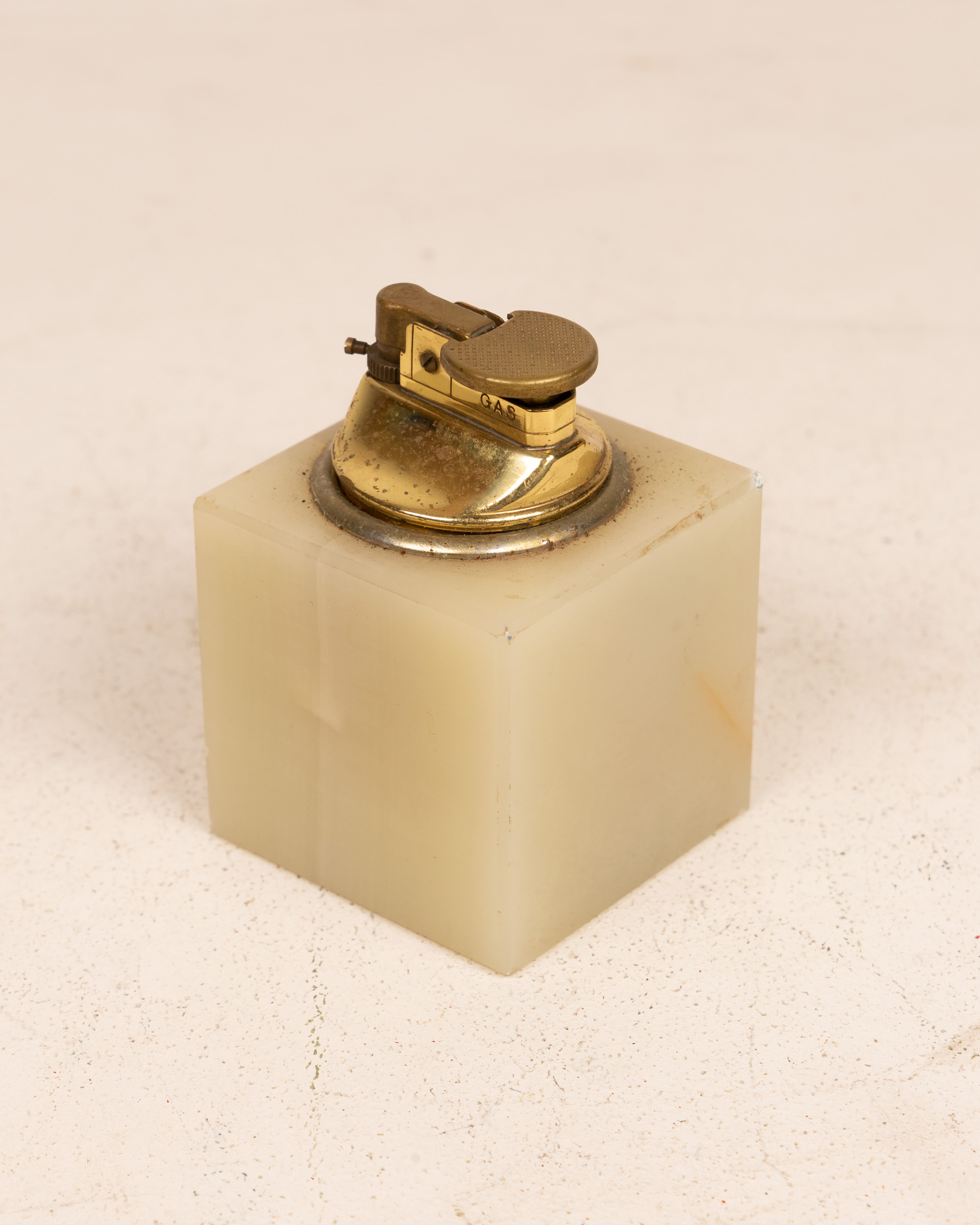 Vintage Onyx Table Lighter with Brass Mechanism - On The Square Emporium
