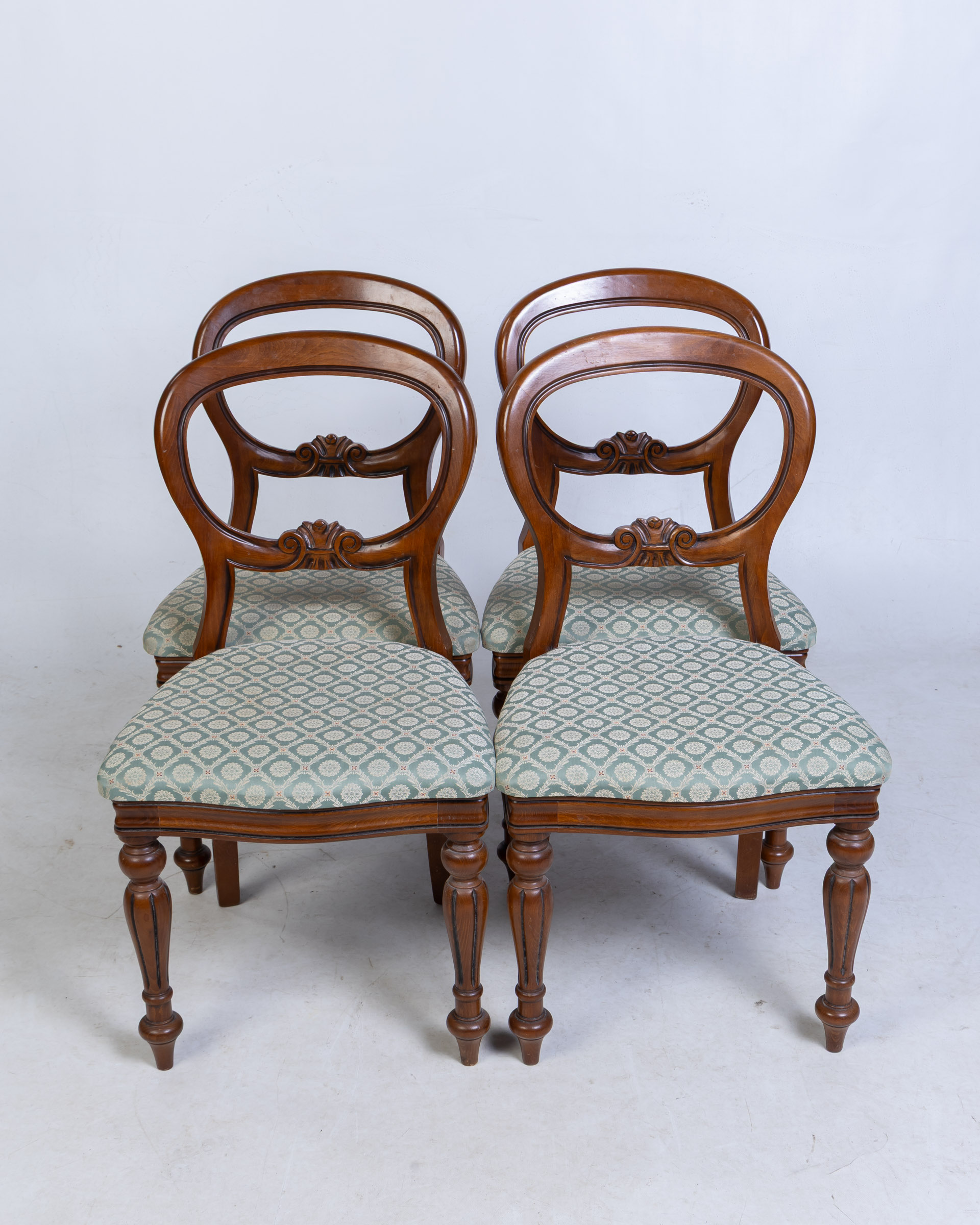 Set of 4 Balloon Back Mahogany Dining Chairs - On The Square Emporium