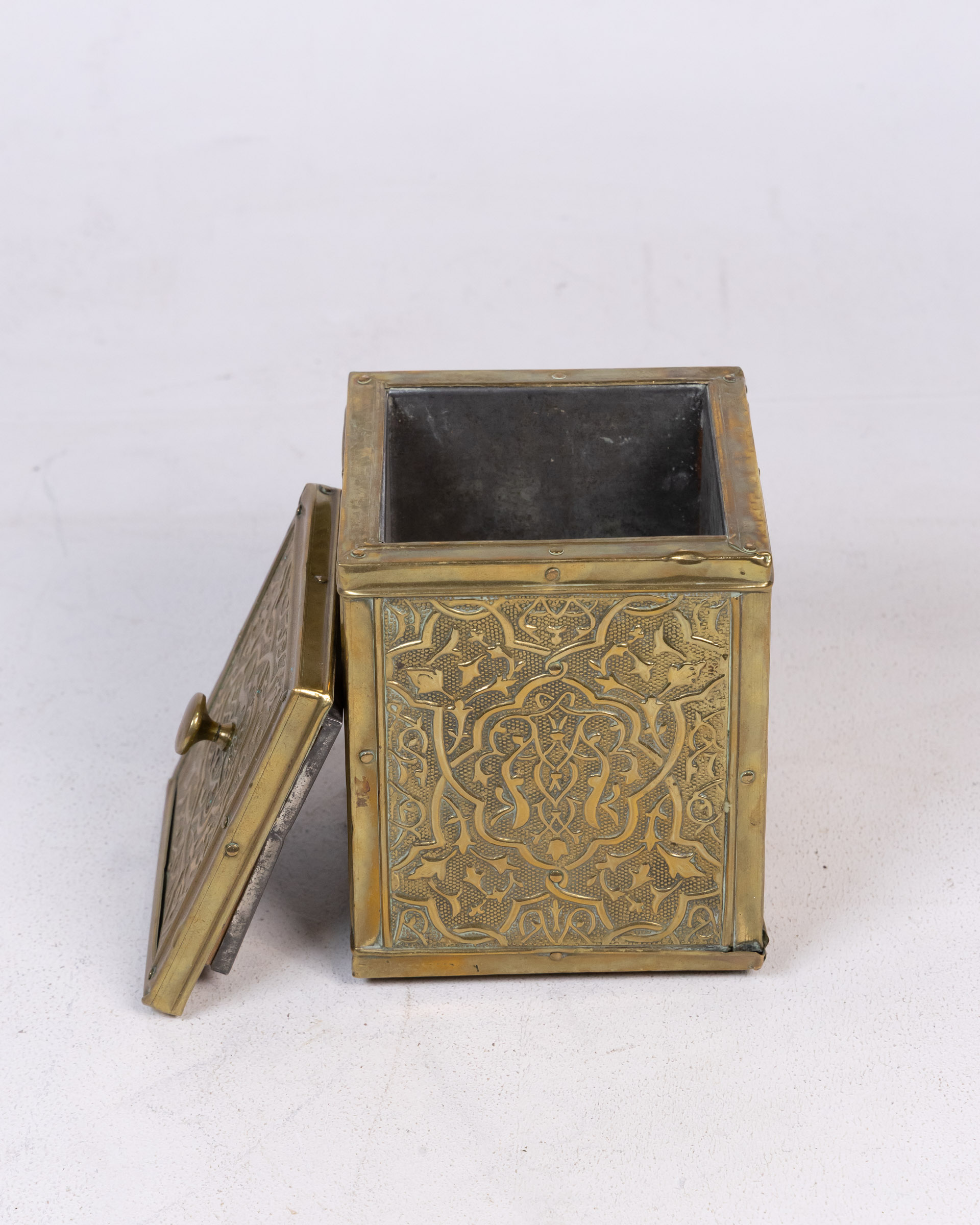 Vintage Ornate Embossed Brass Tea Caddy - On The Square Emporium