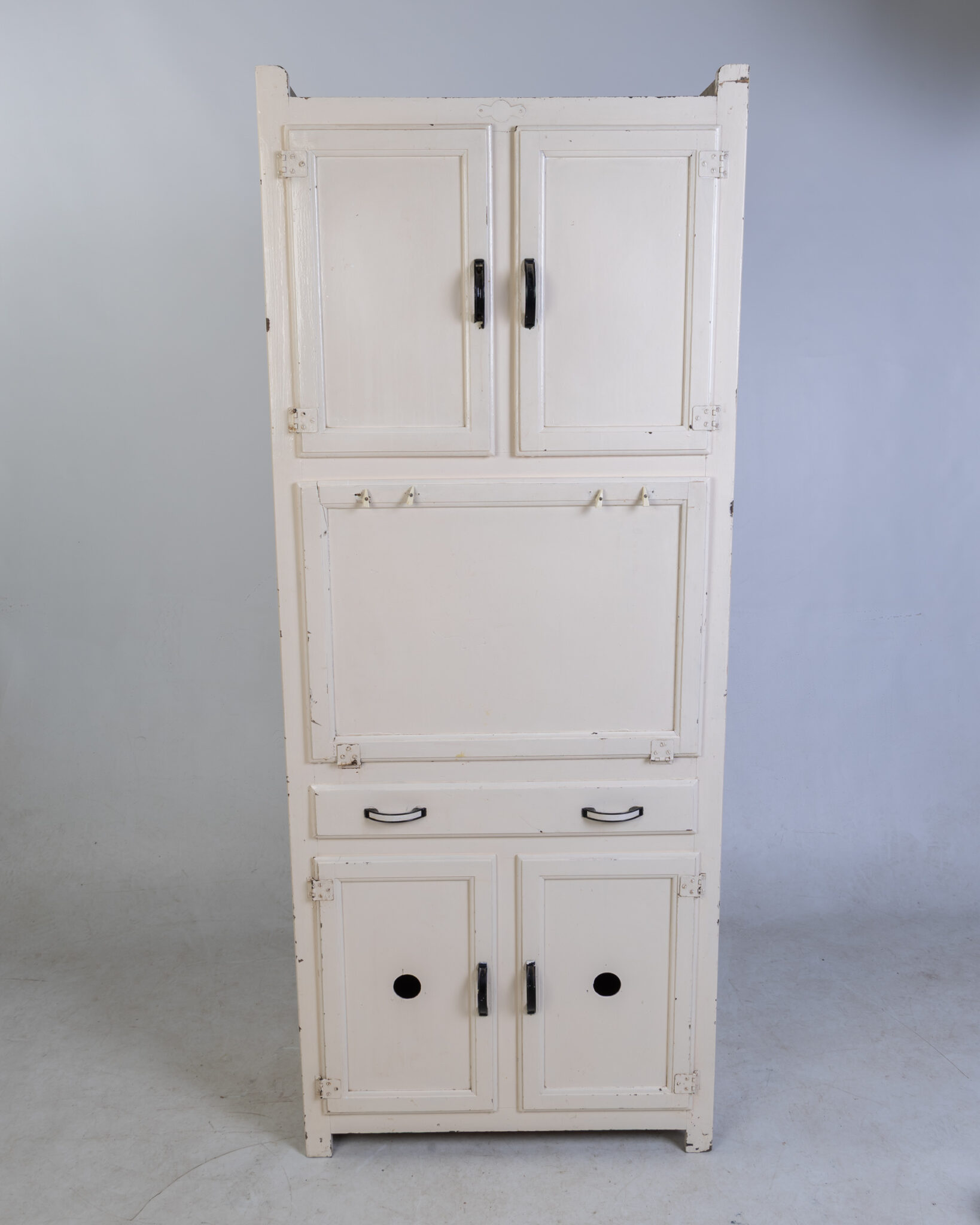 Vintage White Kitchen Larder Cabinet with Multiple Storage Sections ...