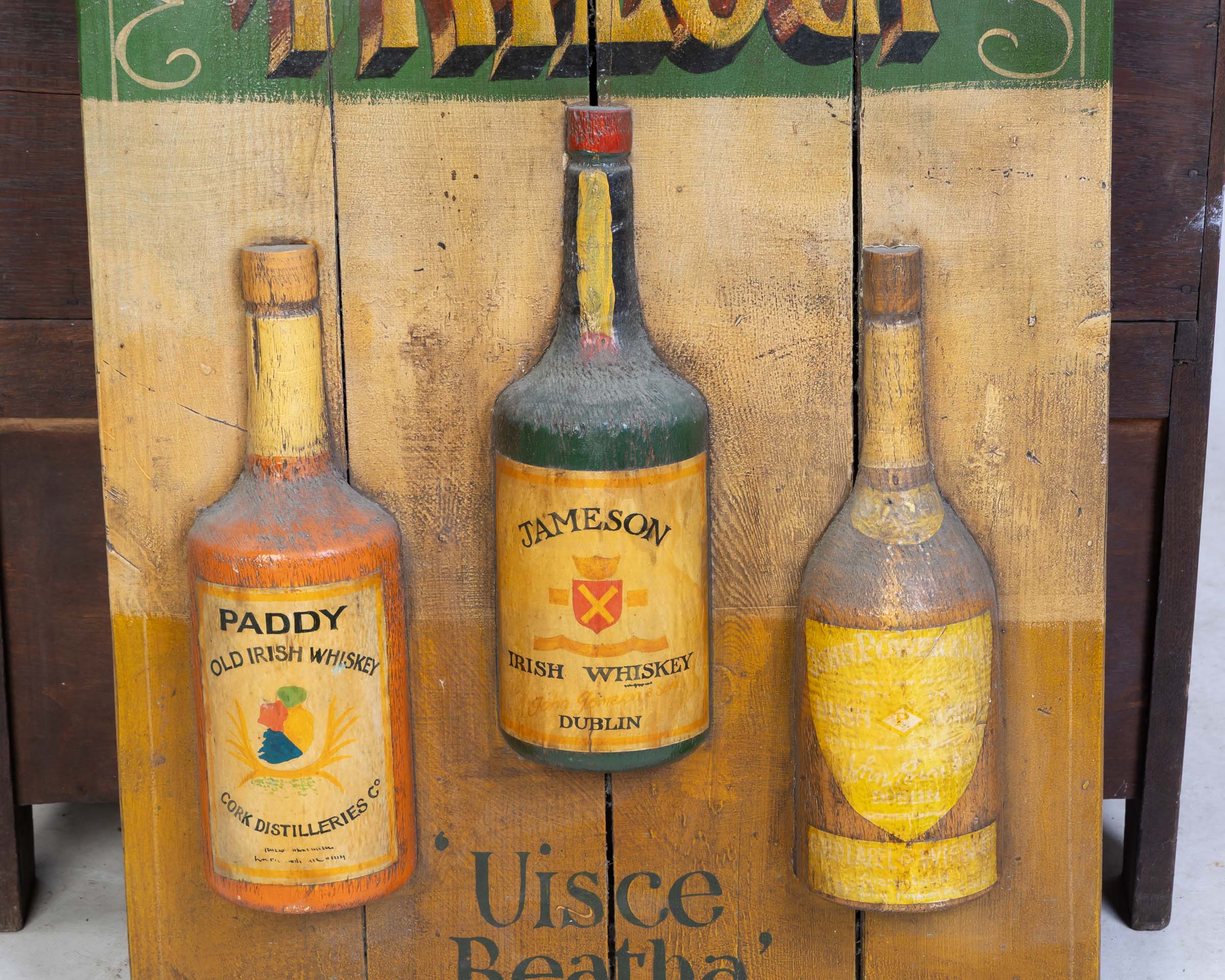Vintage 'An Irish Trilogy' Irish Whiskey Wooden Advertising Pub Sign ...