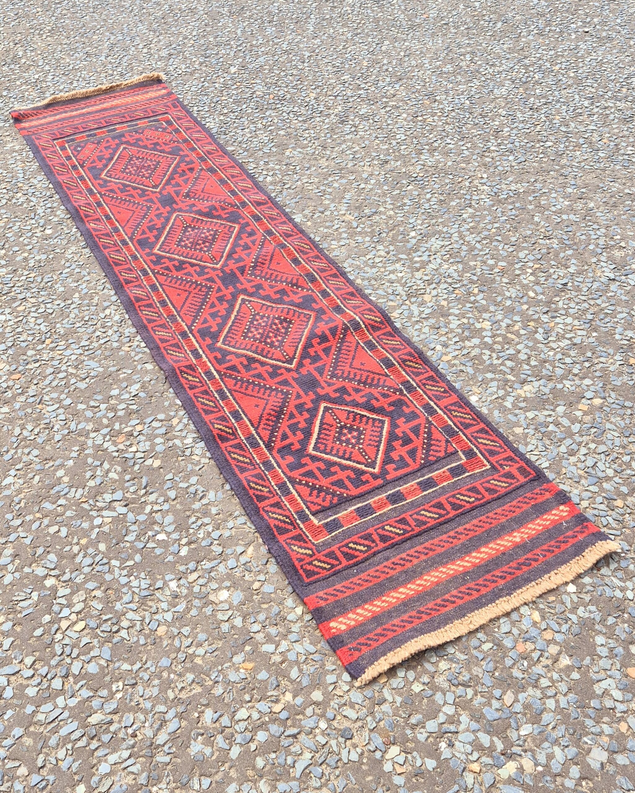 FR10 Handwoven Afghan Mishwani Red and Black Runner - On The Square ...