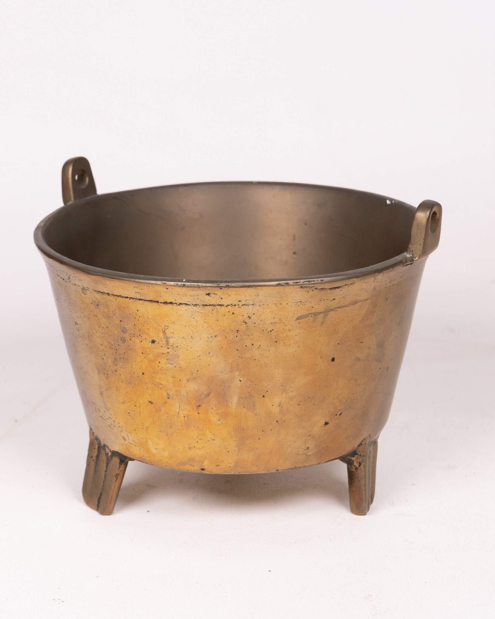 Vintage Brass Cauldron Pot with Three Legs - On The Square Emporium
