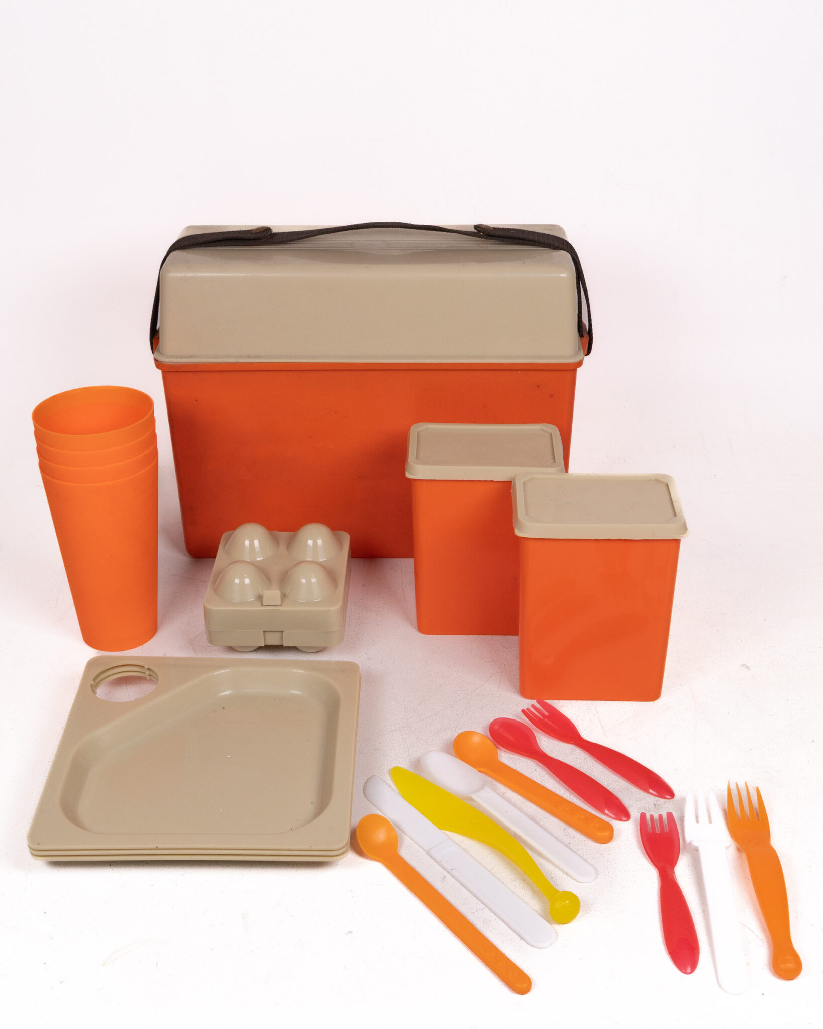 Retro Laplast Orange Plastic Picnic Set - On The Square Emporium