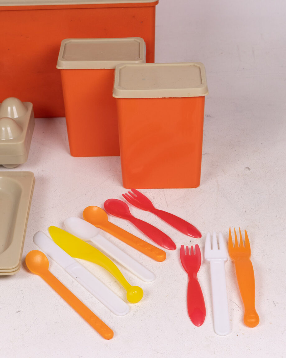 Retro Laplast Orange Plastic Picnic Set - On The Square Emporium