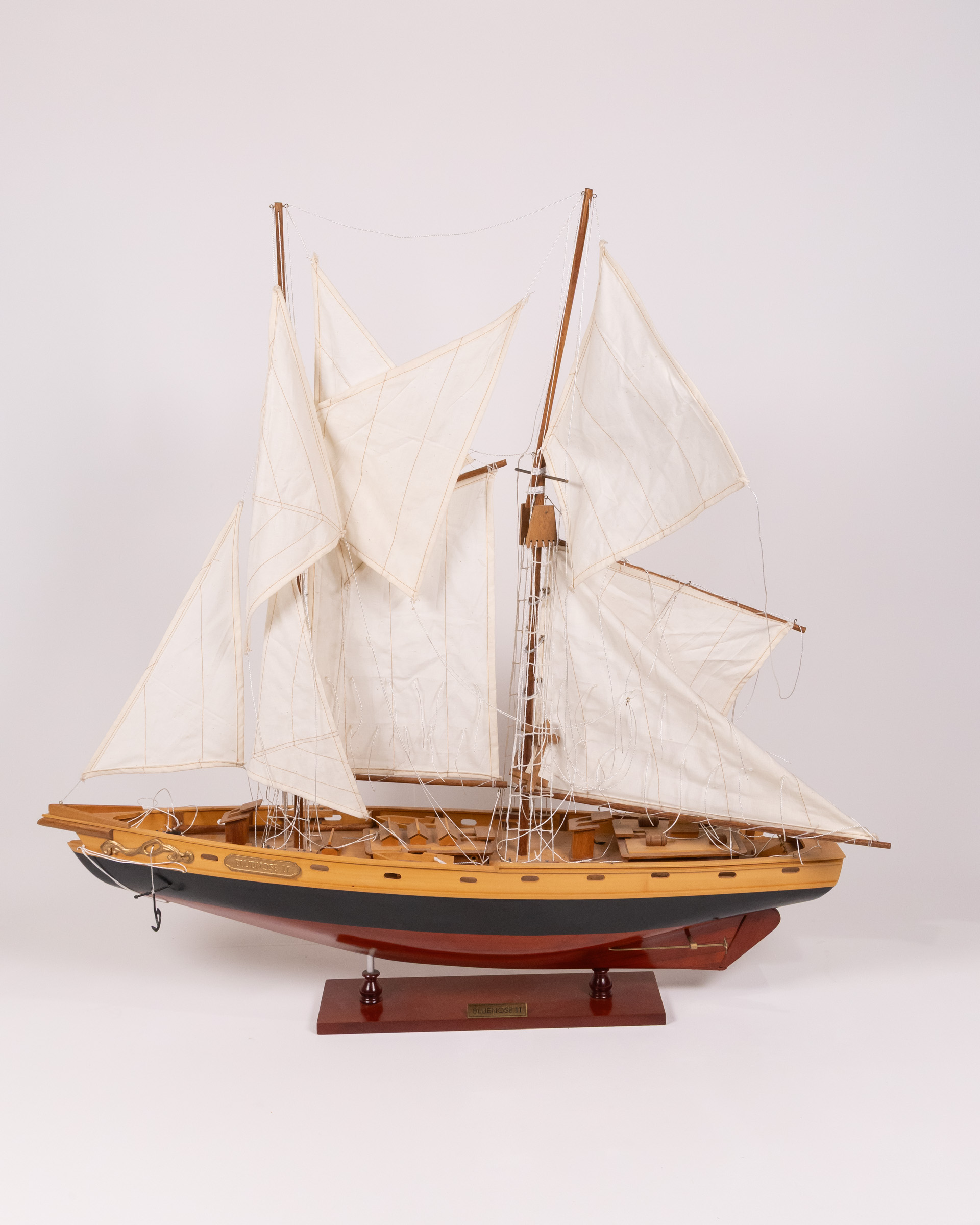 Bluenose II Model Sailing Ship with Cream Sails, Wooden Hull & Stand ...