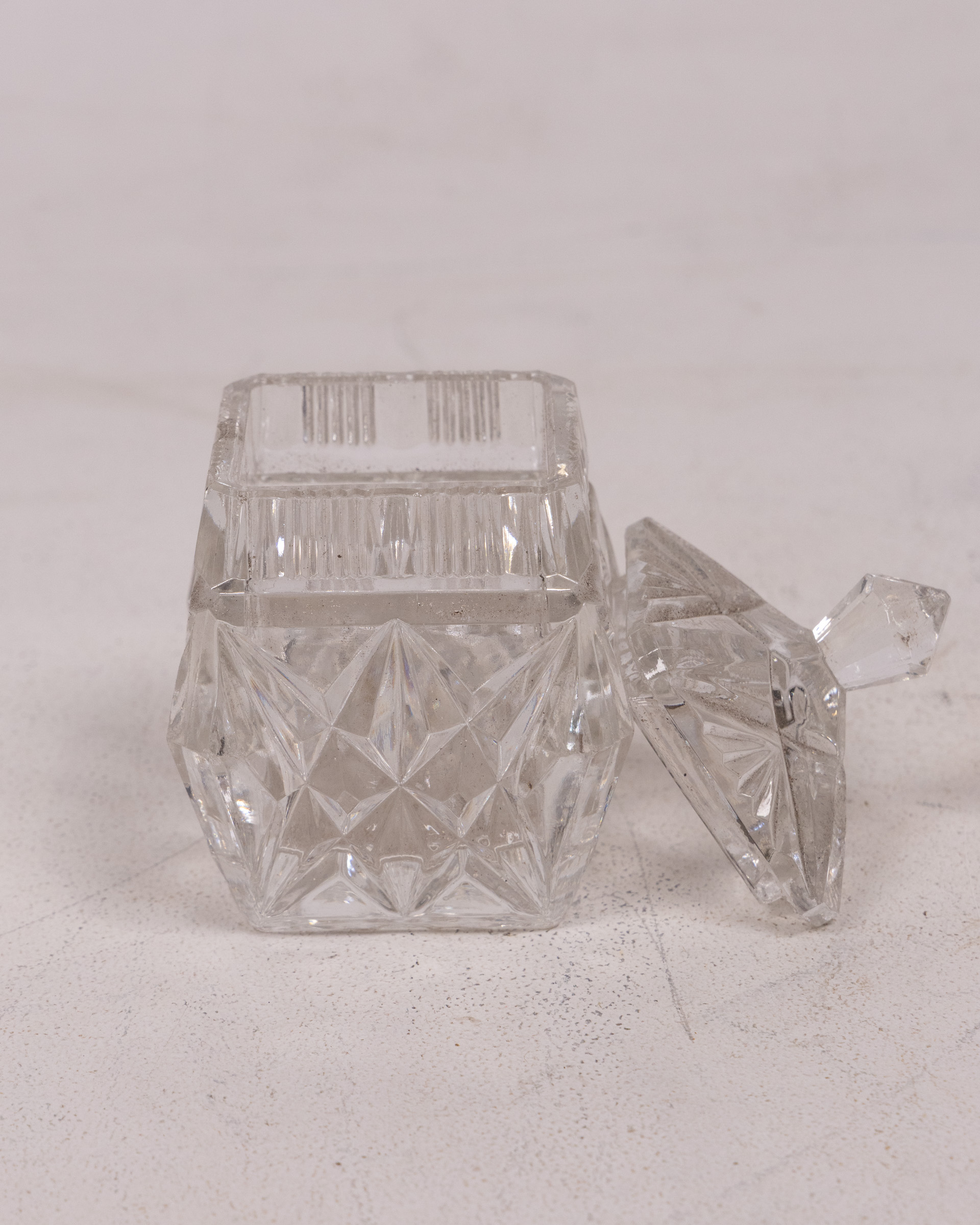 Faceted Clear Glass Trinket Box with Lid - On The Square Emporium