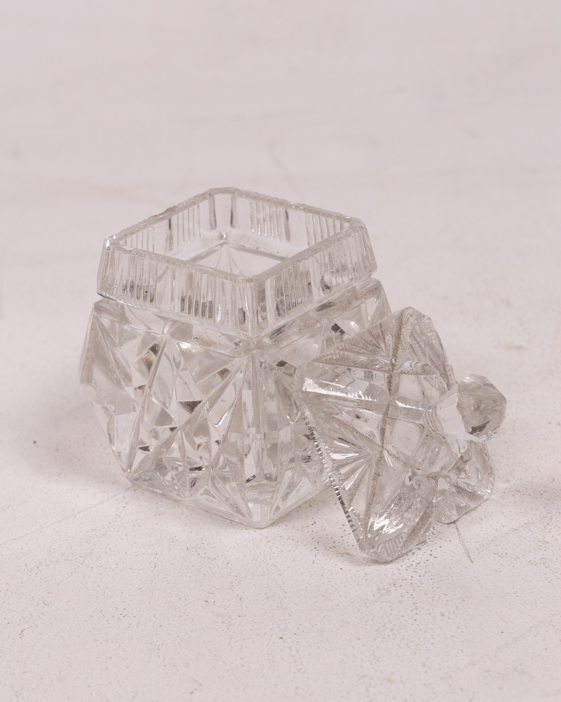Faceted Clear Glass Trinket Box with Lid - On The Square Emporium