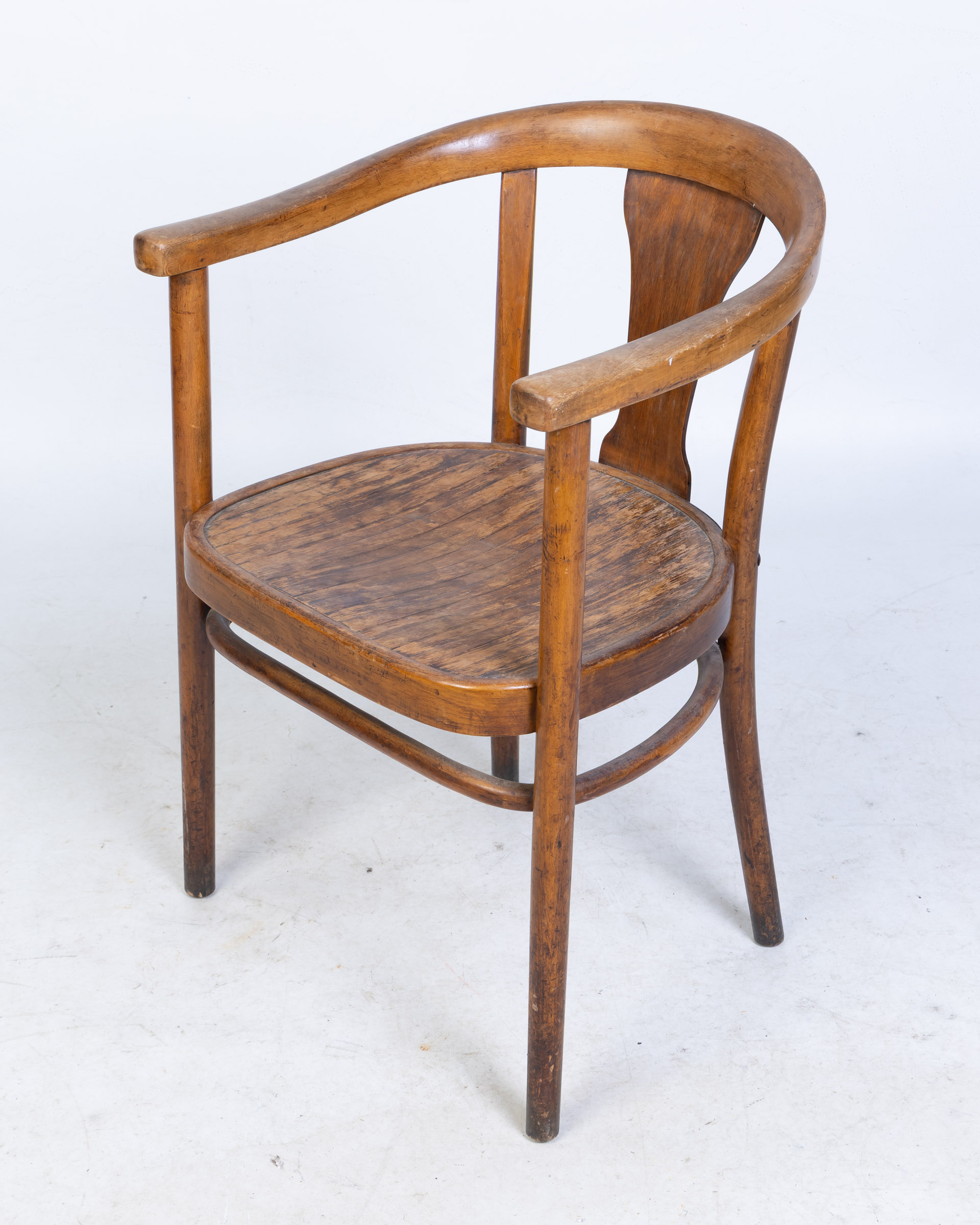 Vintage Wood Elbow Chair with Rounded Back & Arms - On The Square Emporium