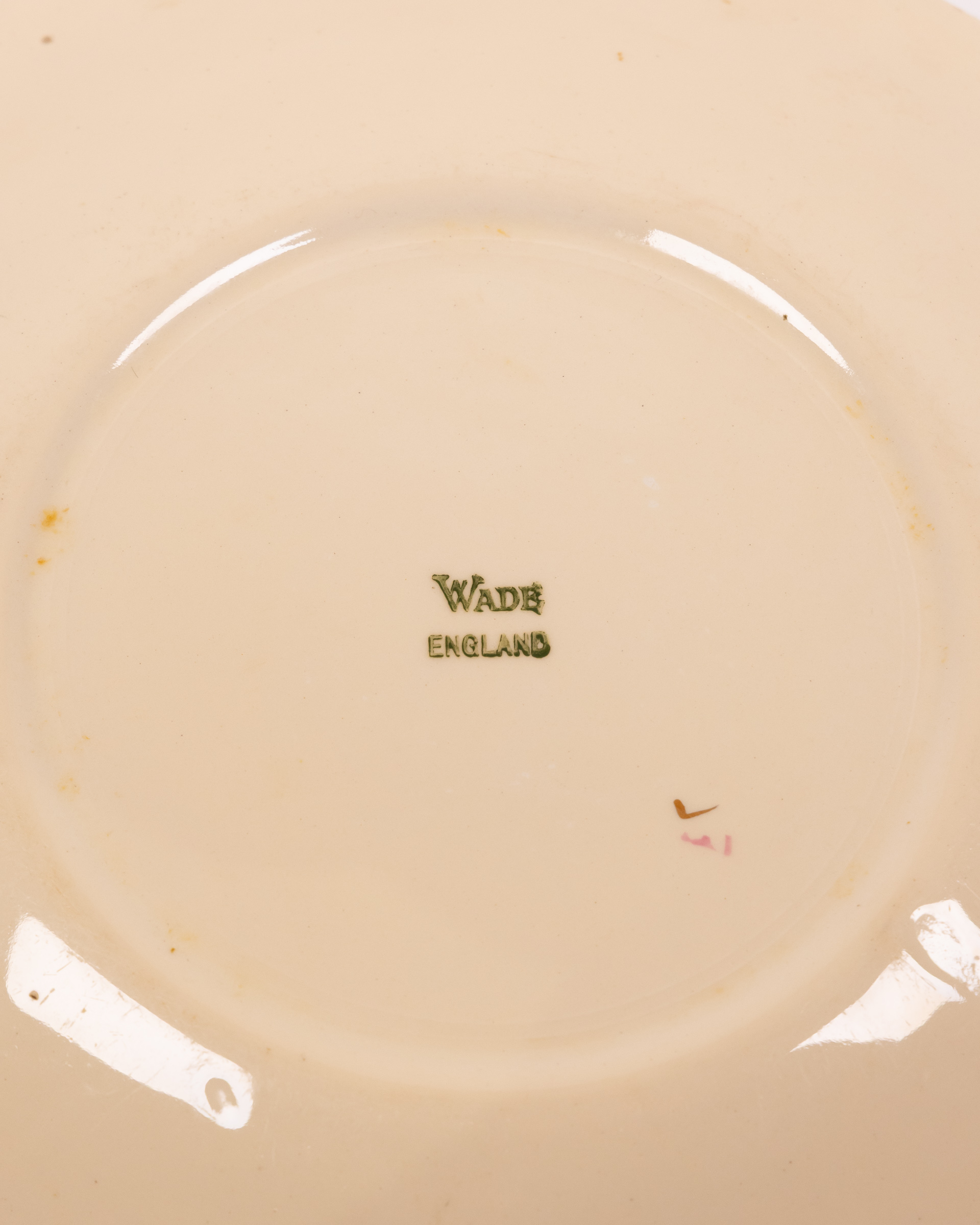 Vintage Wade England Cream Ceramic Handled Plate with Floral & Gold ...
