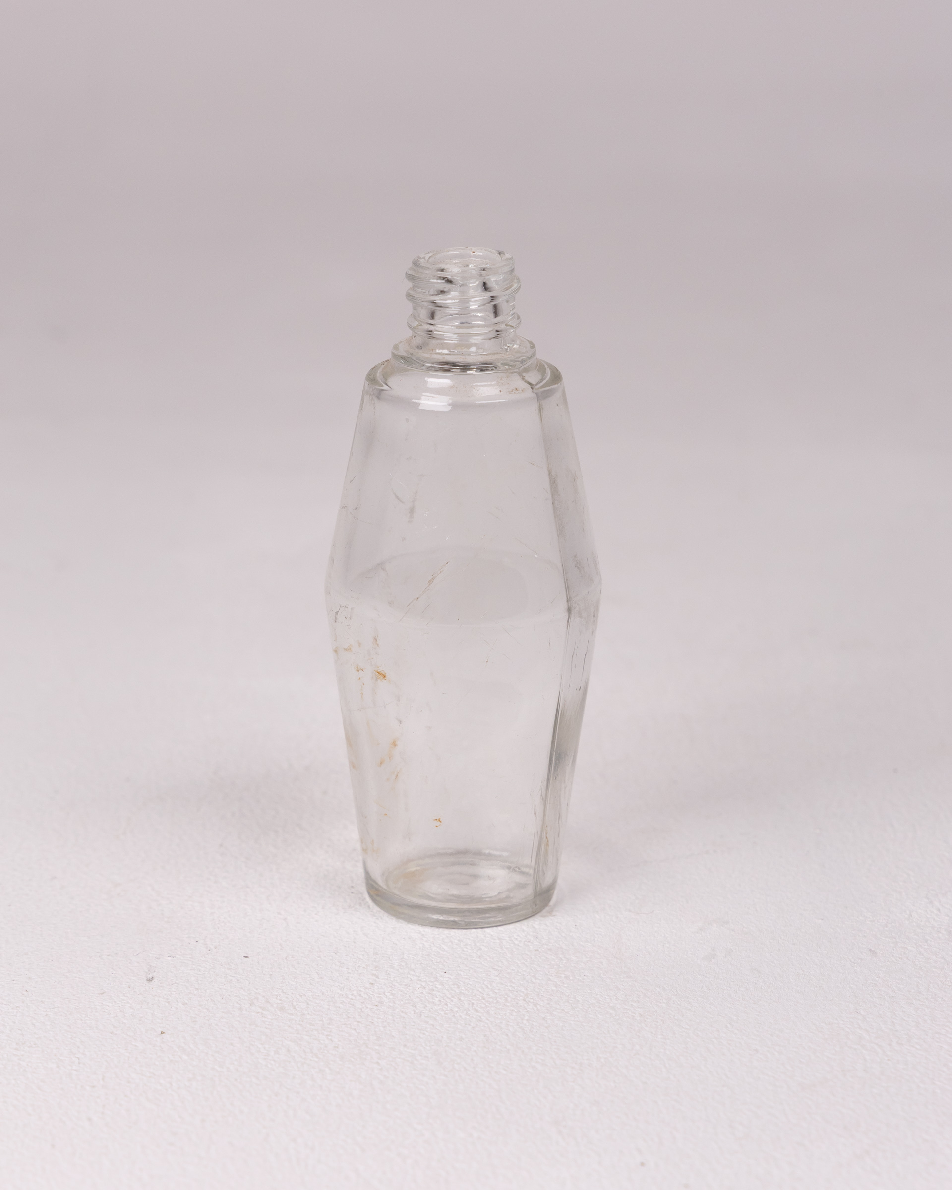 Vintage Clear Glass Faceted Jar with Threaded Neck - On The Square Emporium