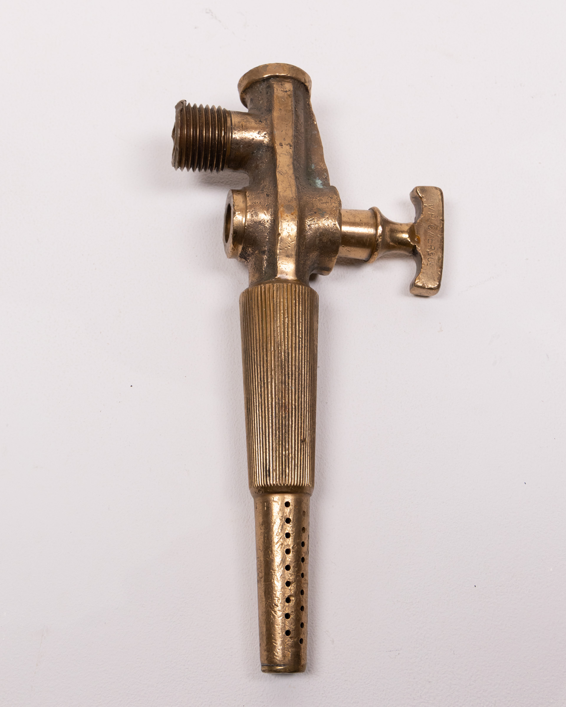 Vintage W. F. Flower & Co. Reclaimed Brass Tap with Ribbed Design - On ...