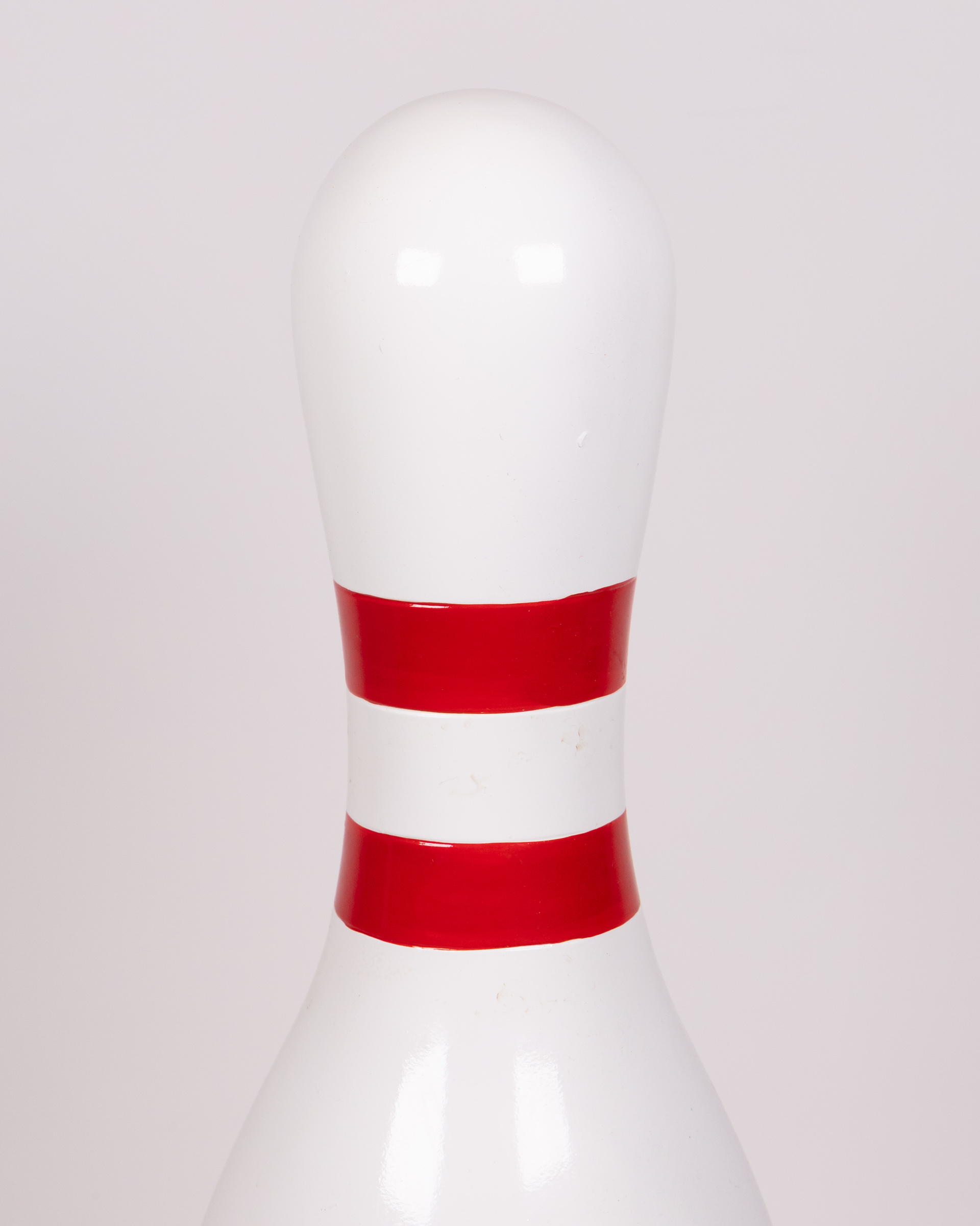 Retro White Bowling Pin Ornament with Red Stripes, Sports Decor - On ...
