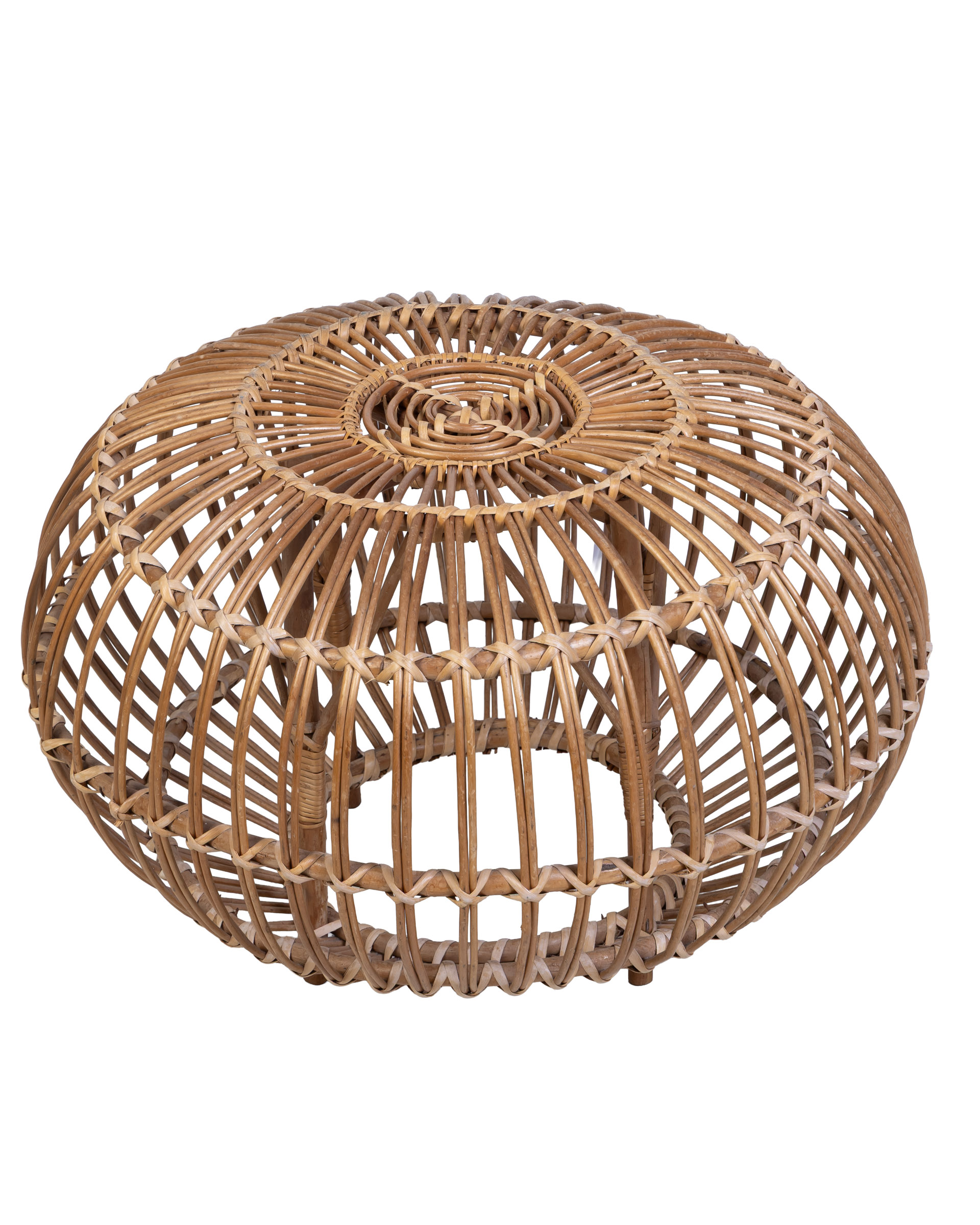 Natural Woven Wicker Round Coffee Table with Wood Legs - On The Square ...