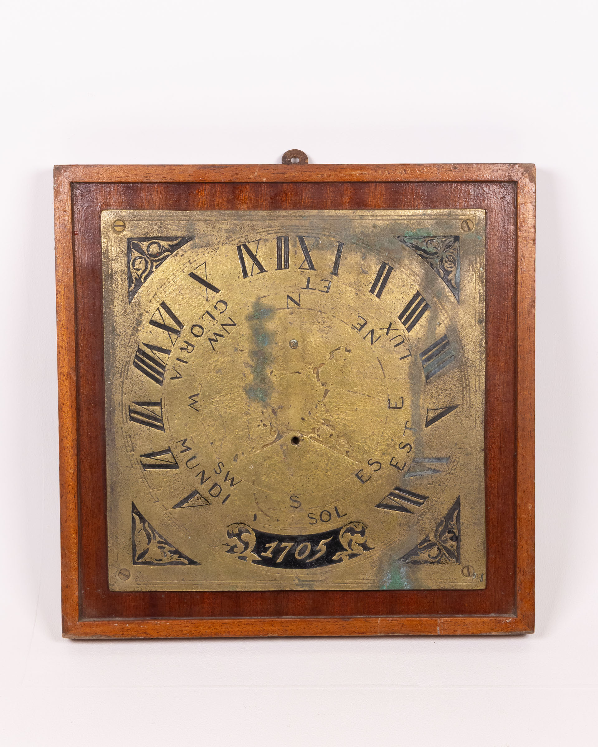 Antique 1705 Clock Face with Brass Detailing & Wooden Frame - On The ...