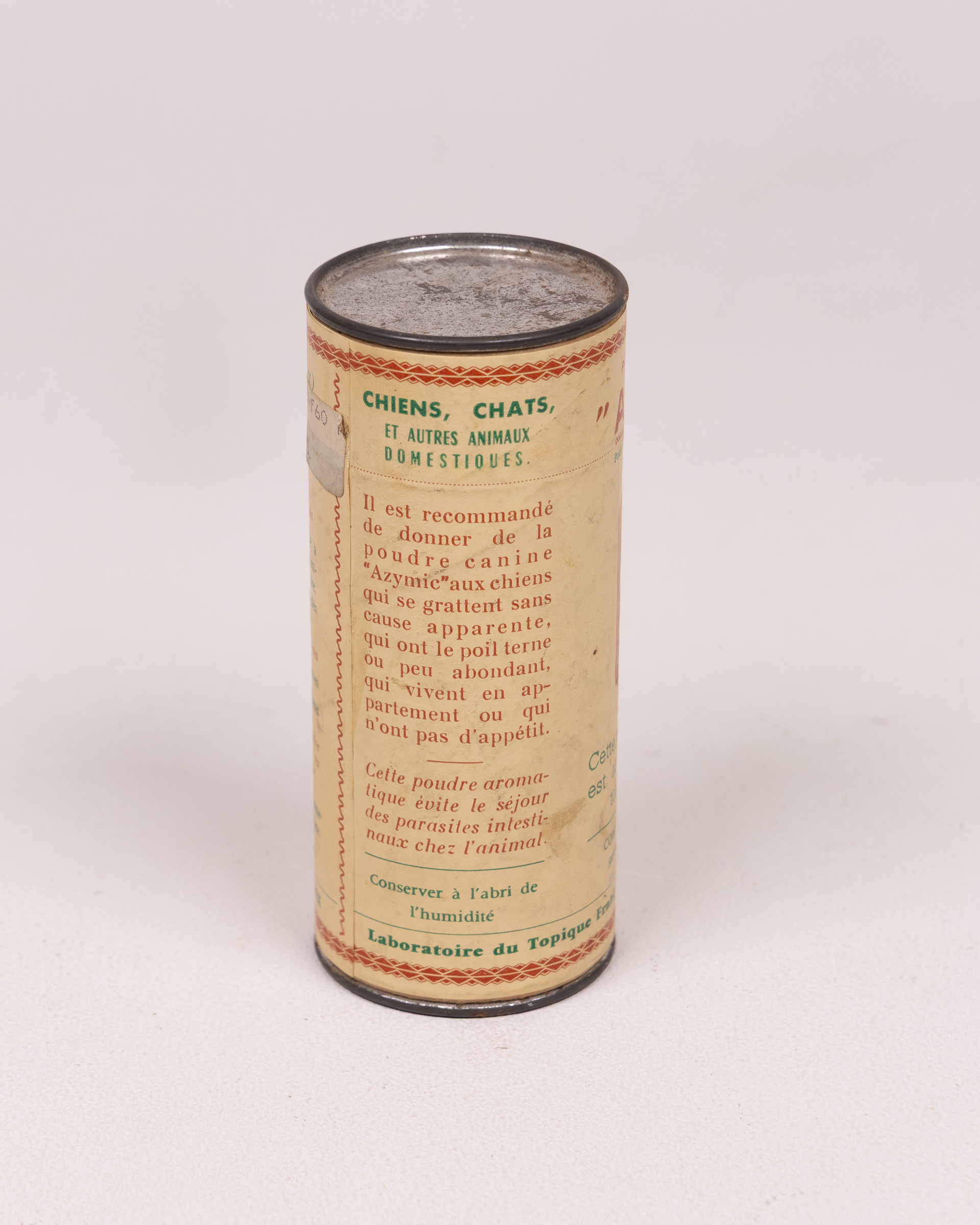 Vintage AZYMIC Pet Powder Tin with French Text - On The Square Emporium