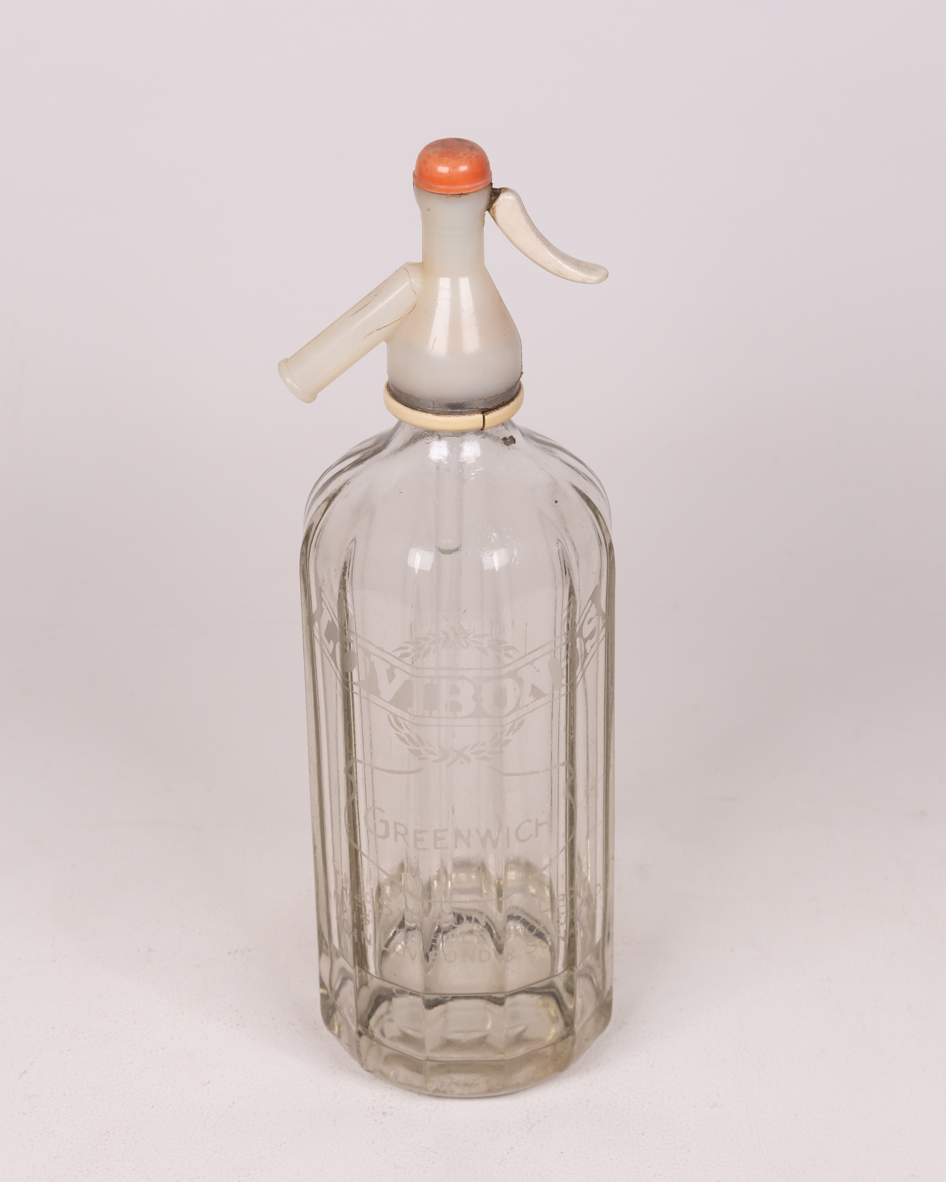 Vintage Vibon Glass Soda Siphon with Greenwich Etching - On The Square ...