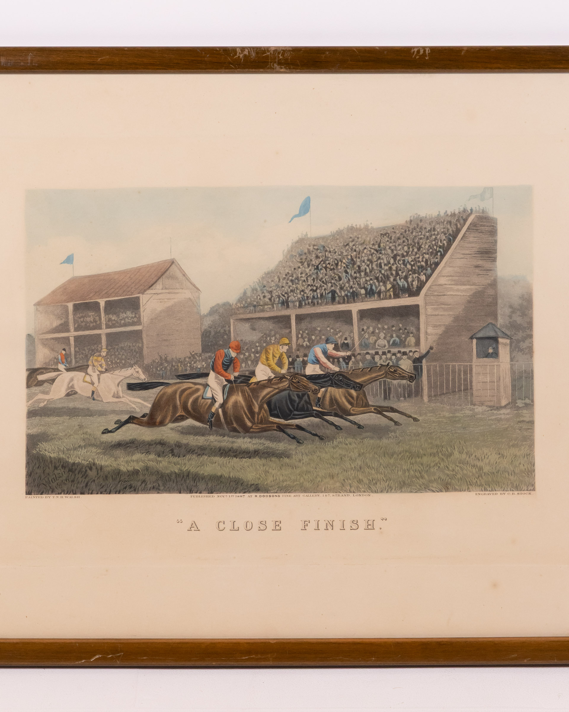 Vintage Framed Horse Racing Print - "A Close Finish" - 1887 Dodson ...