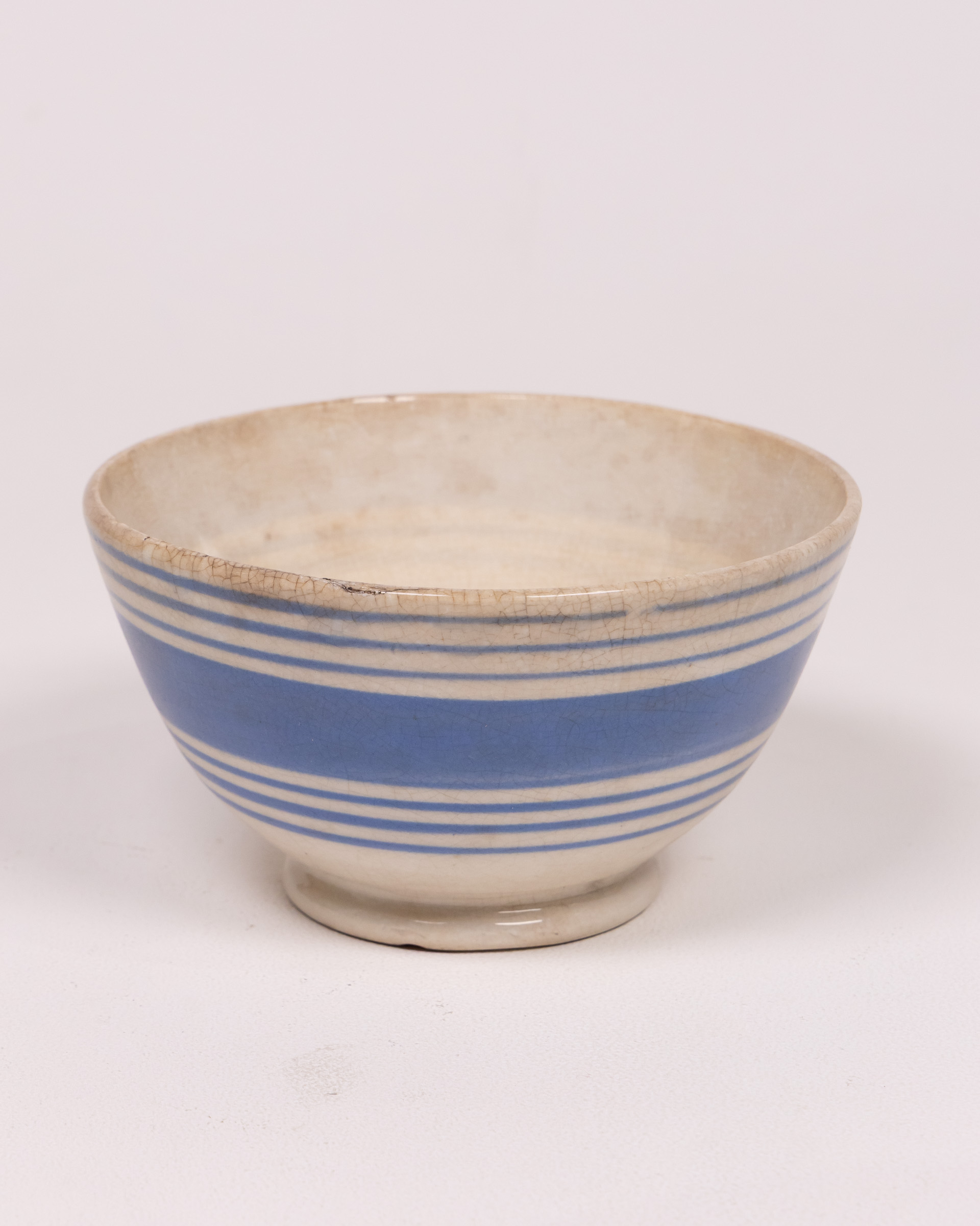 Vintage Cream & Blue Striped Ceramic Bowl, Decorative Kitchen Serving ...