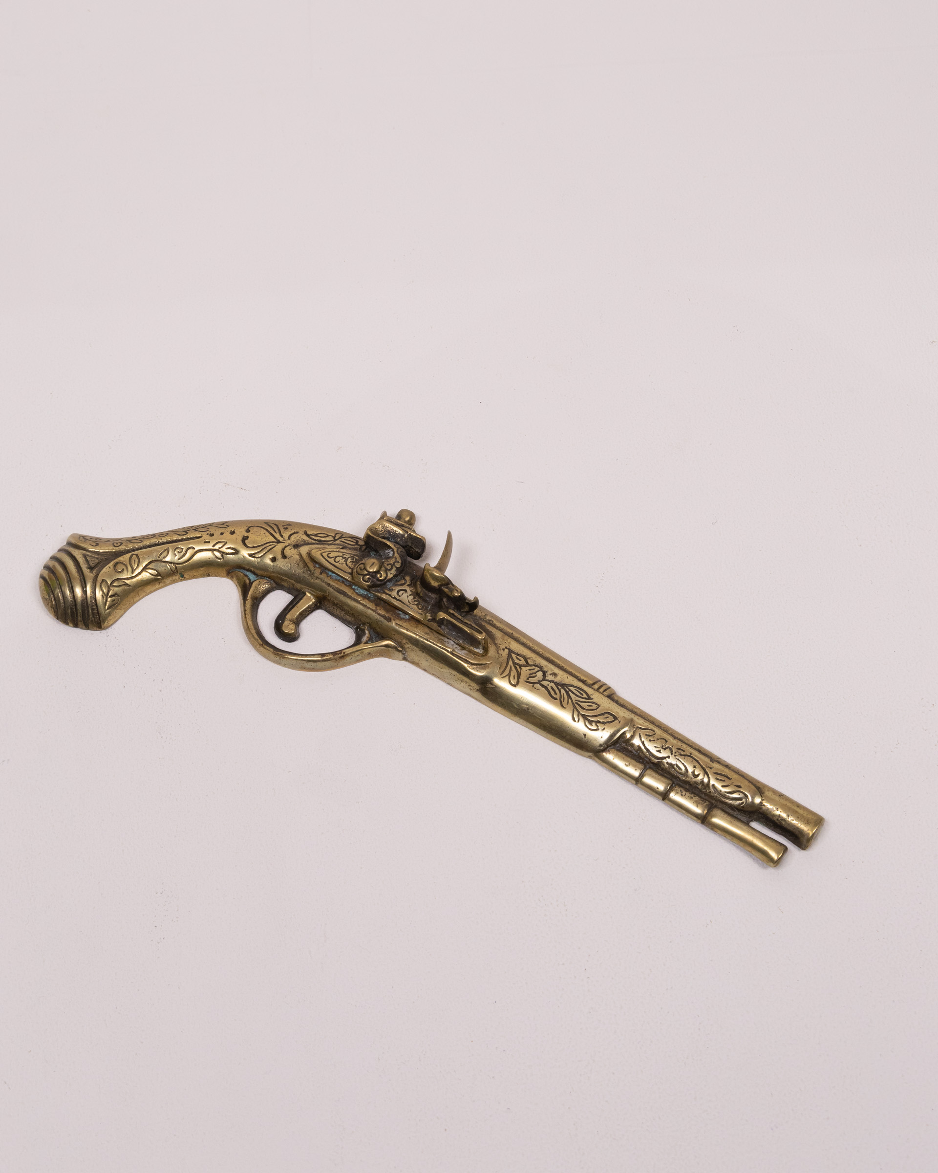 Vintage Gold Tone Brass Flintlock Pistol Model, Decorative Weaponry ...
