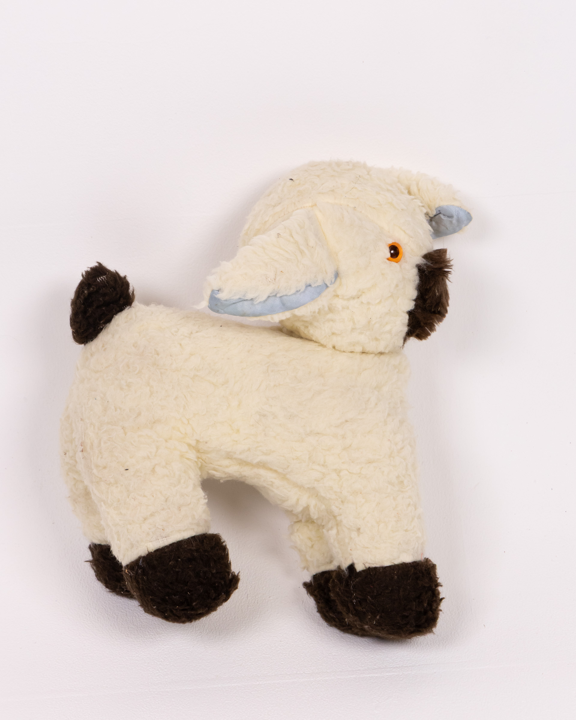 Vintage Plush Lamb Stuffed Toy with Brown Feet - On The Square Emporium
